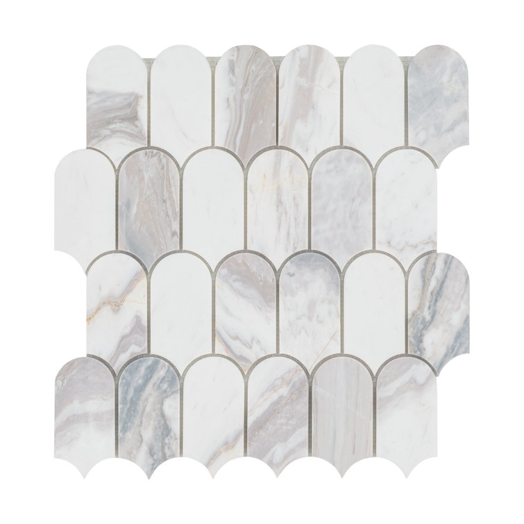 Ackland Edessa Scallop 12" x 13" Polished Marble Mosaic Floor and Wall Tile