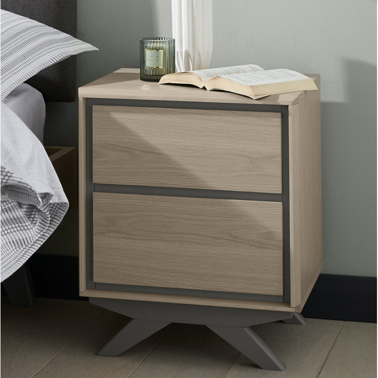Mercury Row Bette Manufactured Wood + Solid Wood Bedside Table ...
