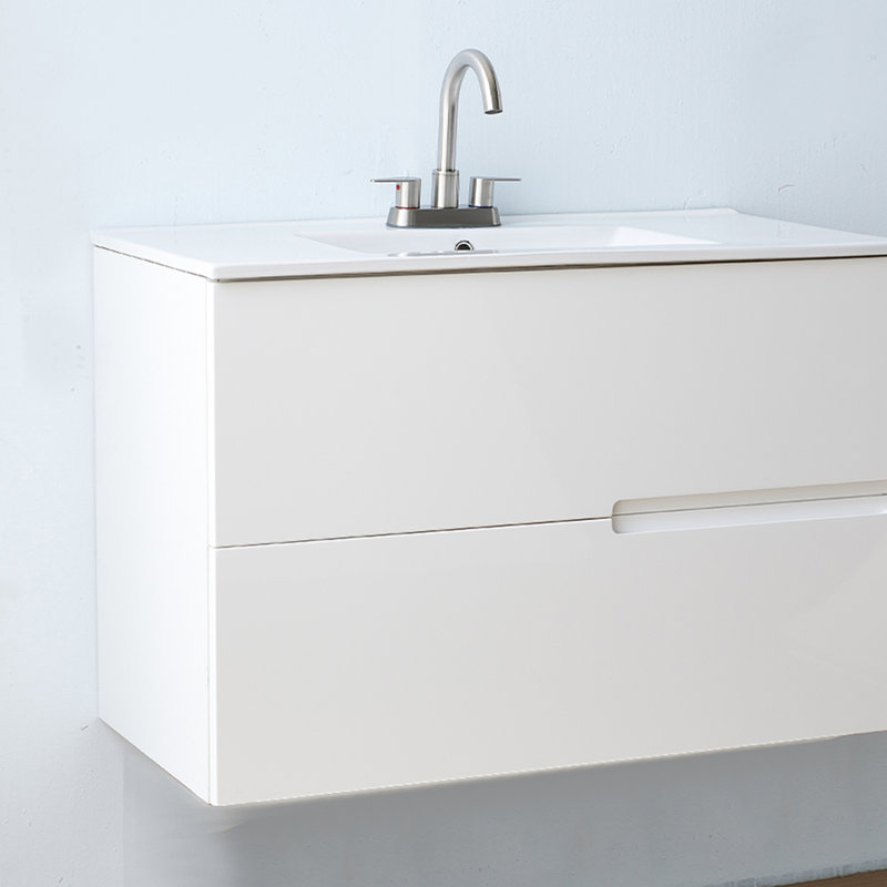 Wrought Studio™ Khamille 36'' White Modern Single Bathroom Vanity with ...
