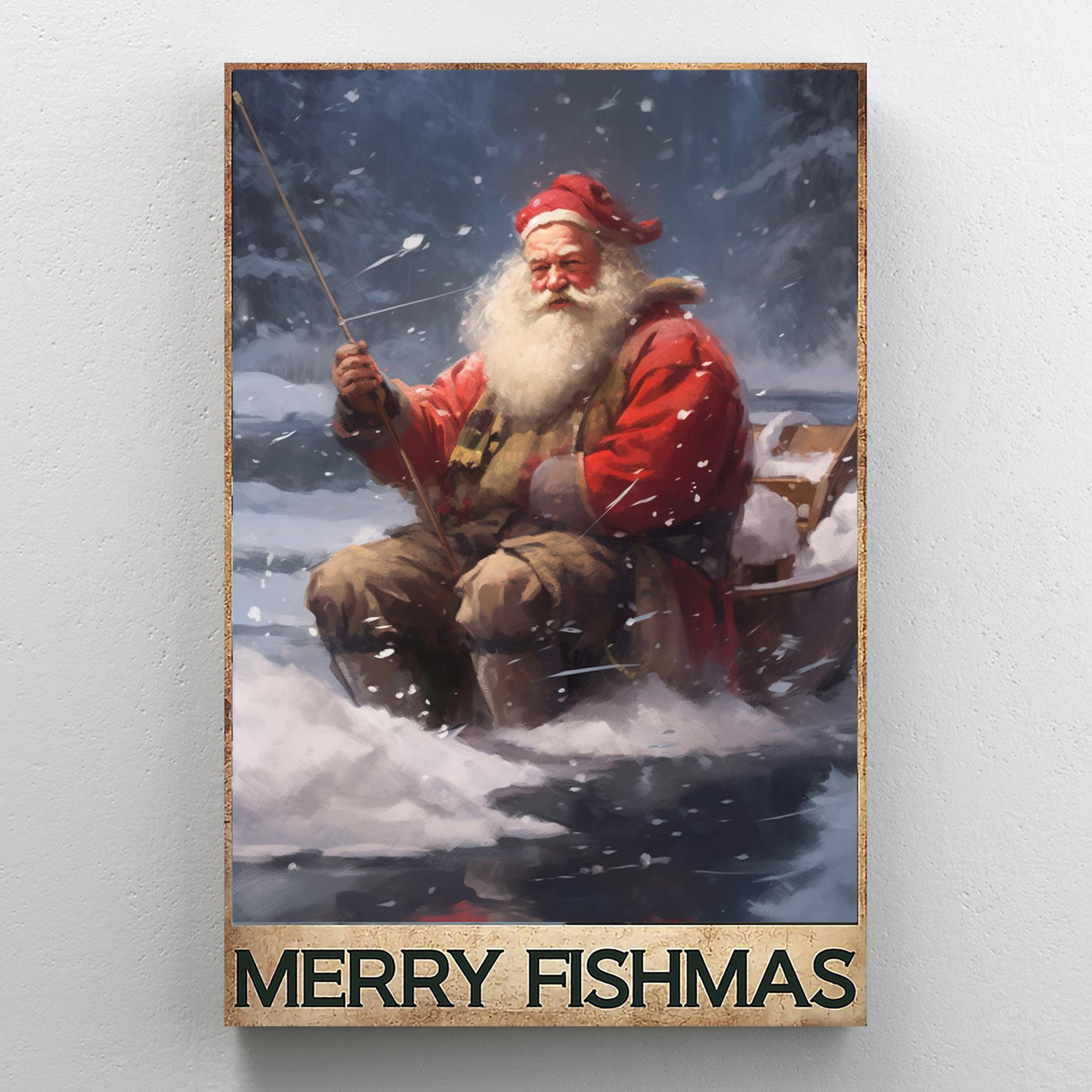 The Holiday Aisle® Merry Fishmas On Canvas Graphic Art | Wayfair