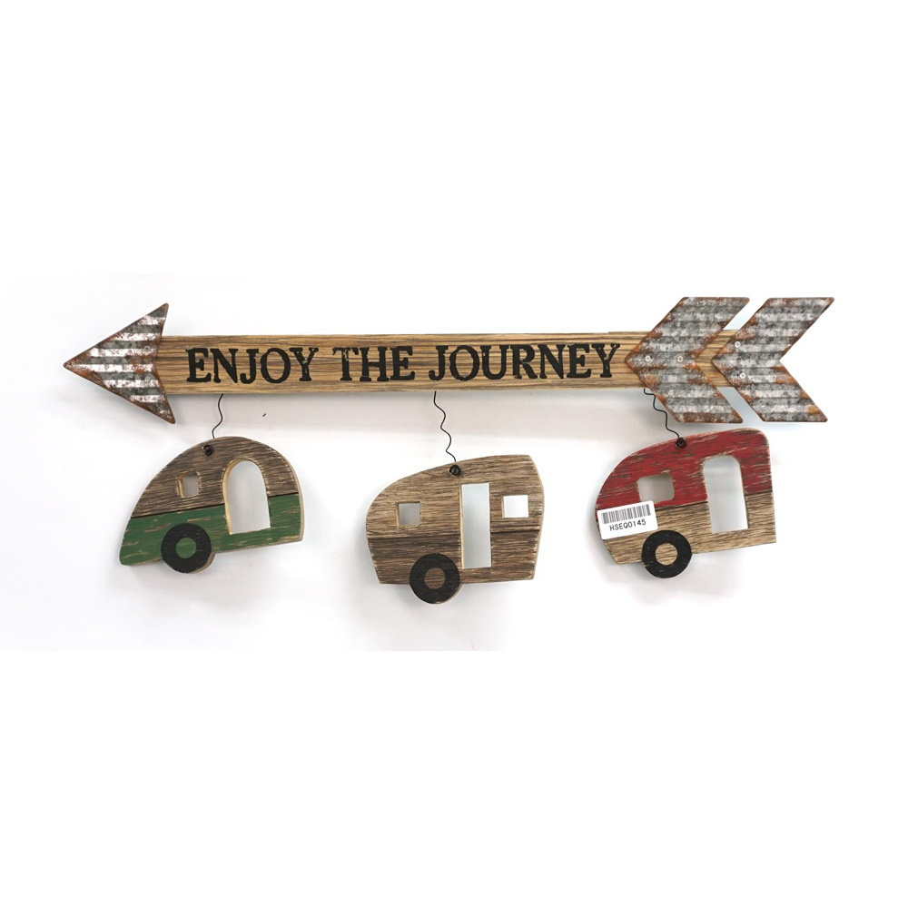 Millwood Pines Enjoy the Journey Camper Wood and Metal Arrow Wall Décor ...