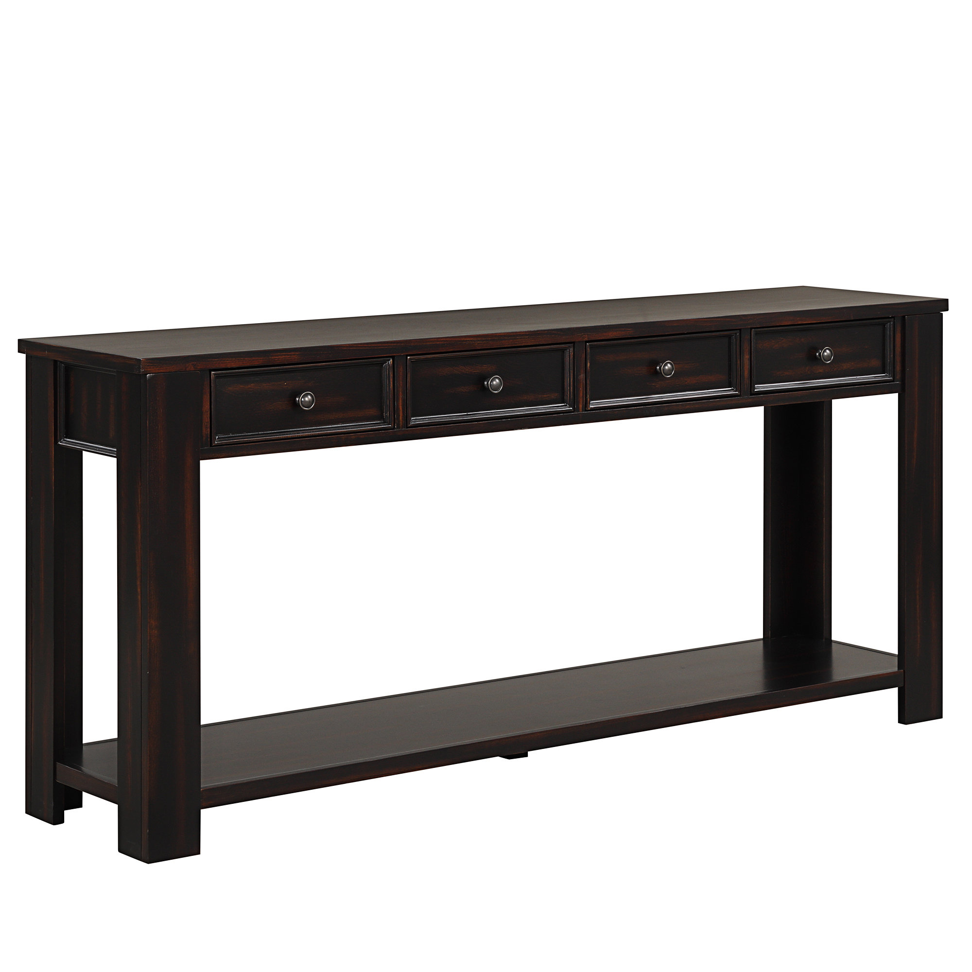 Latitude Run® 63" Pine Wood Console Table With 4 Drawers And 1 Bottom ...