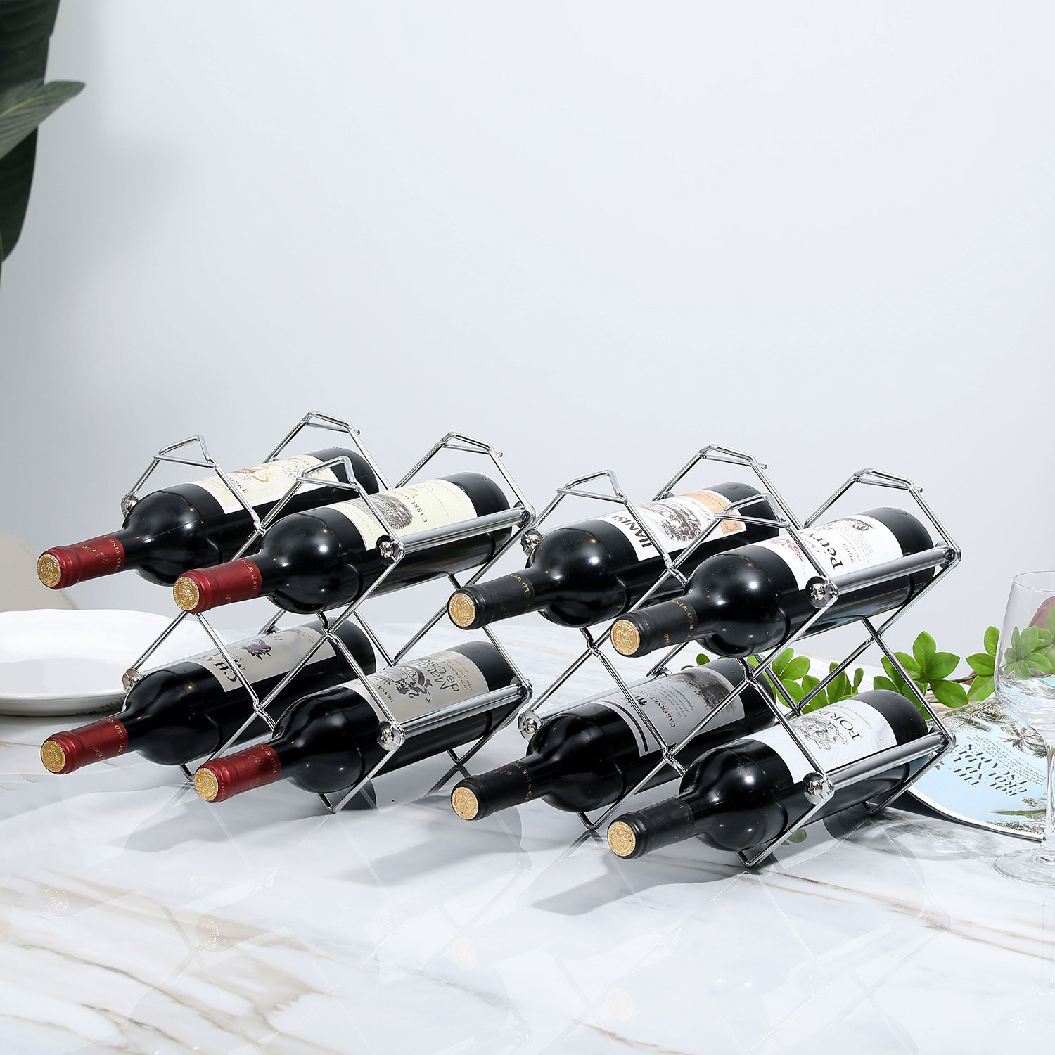 Rebrilliant Khosrow 10 Bottle Tabletop Wine Bottle Rack in Silver | Wayfair