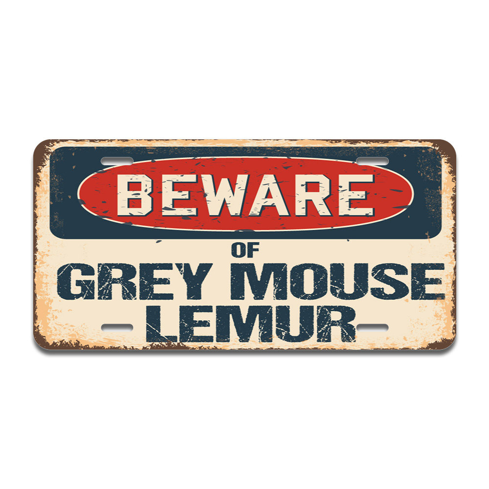 SignMission Beware of Grey Mouse Lemur Aluminum Plate Frame | Wayfair