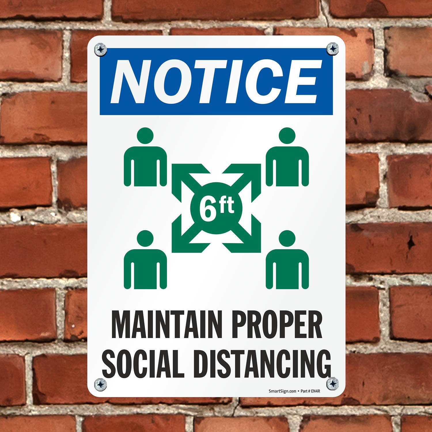 SmartSign Notice Maintain Proper Social Distancing HDPE Plastic Sign ...