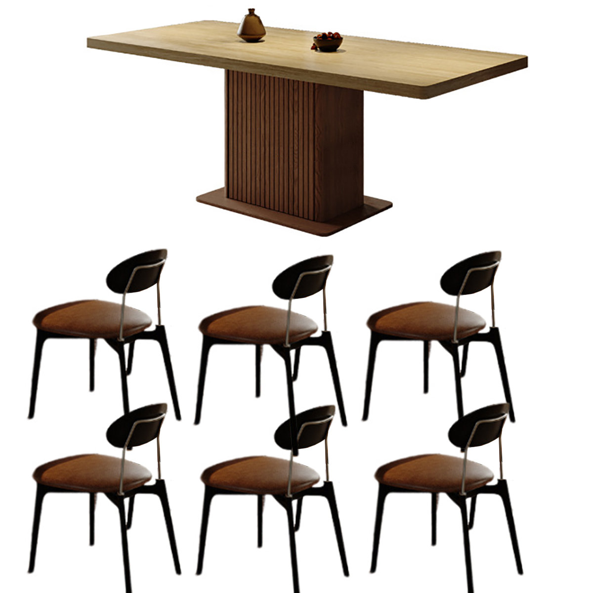 Greyleigh Wood Rock Top Dining Table Rectangular 31.5'' W Dining Set ...