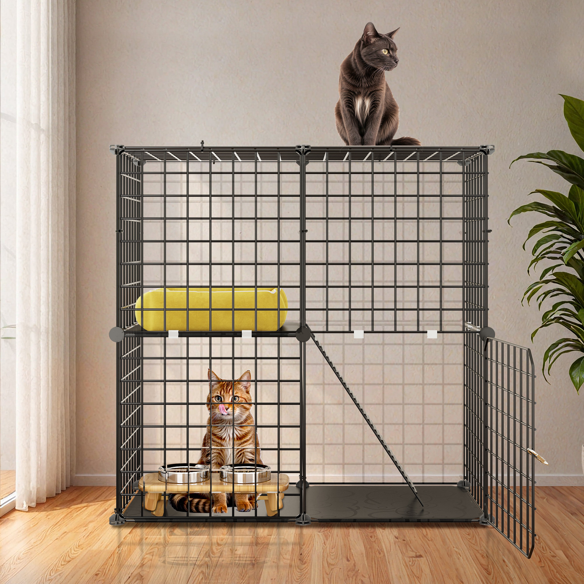 Tucker Murphy Pet™ Indoor/ Outdoor 2 Tier Portable Cat Cage Enclosure ...
