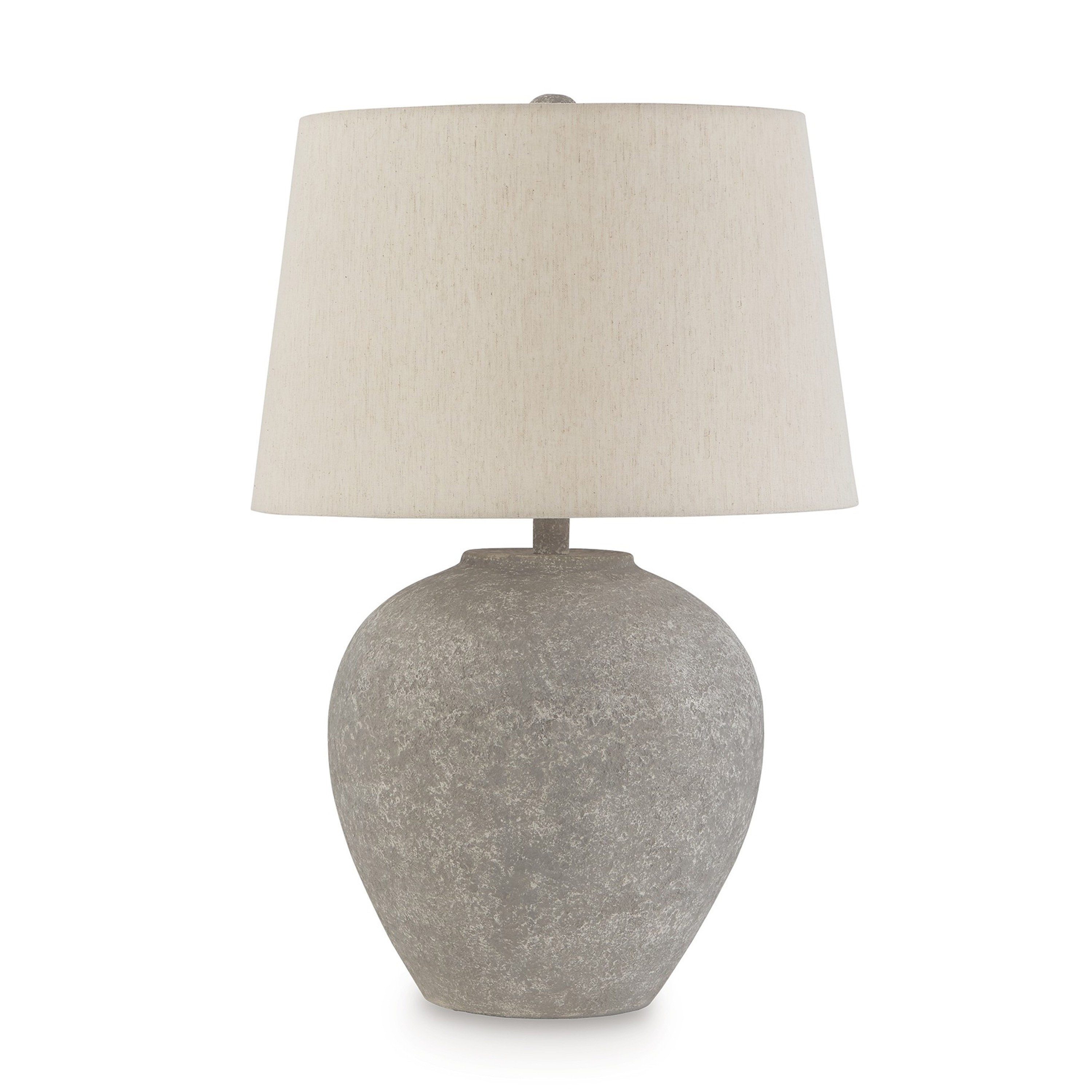 Benjara Waer 26 Inch Table Lamp, Classic Gray Pot Style Base, White ...