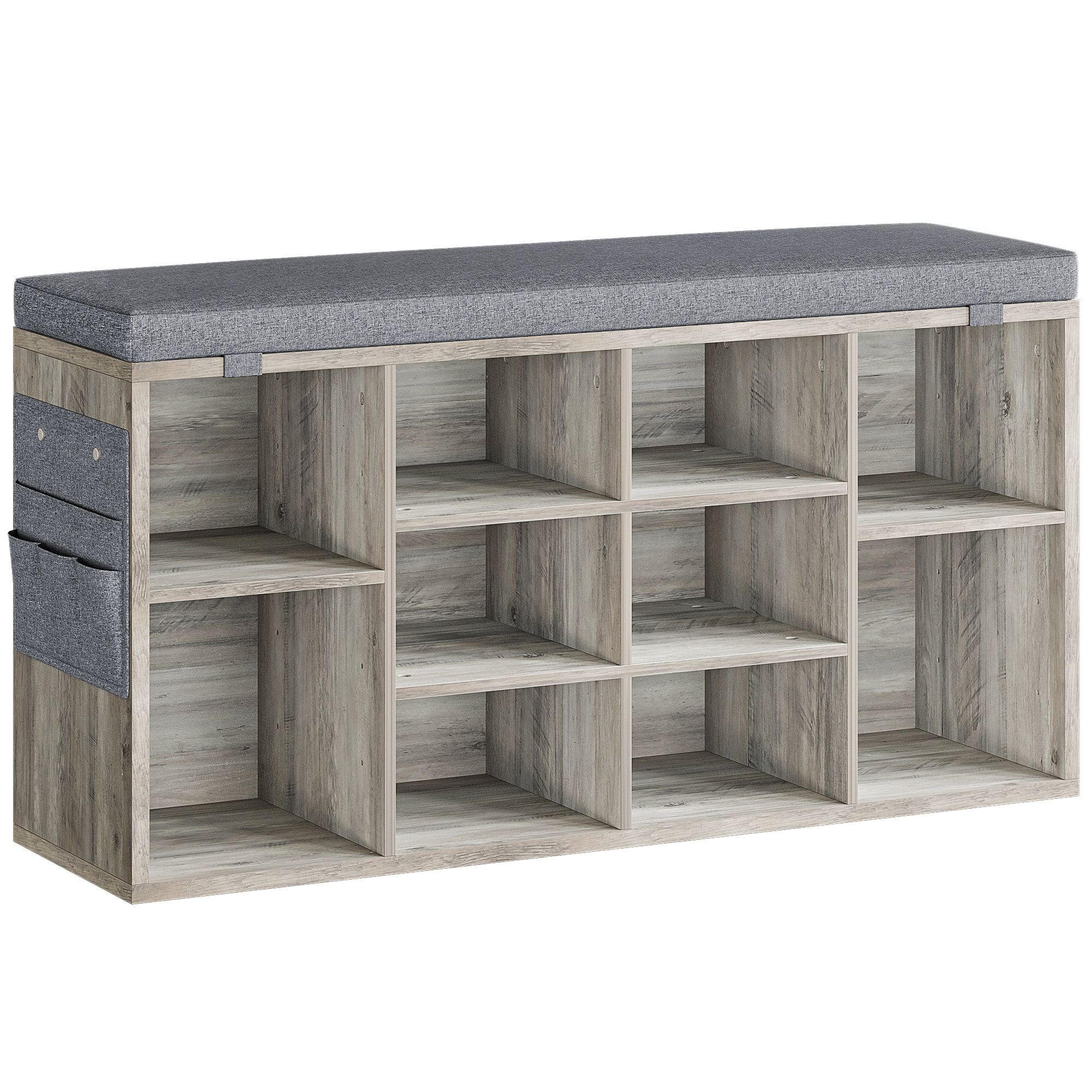 Gracie Oaks Shoe Storage Bench with Cushion, Shoe Rack with 3-Tier ...