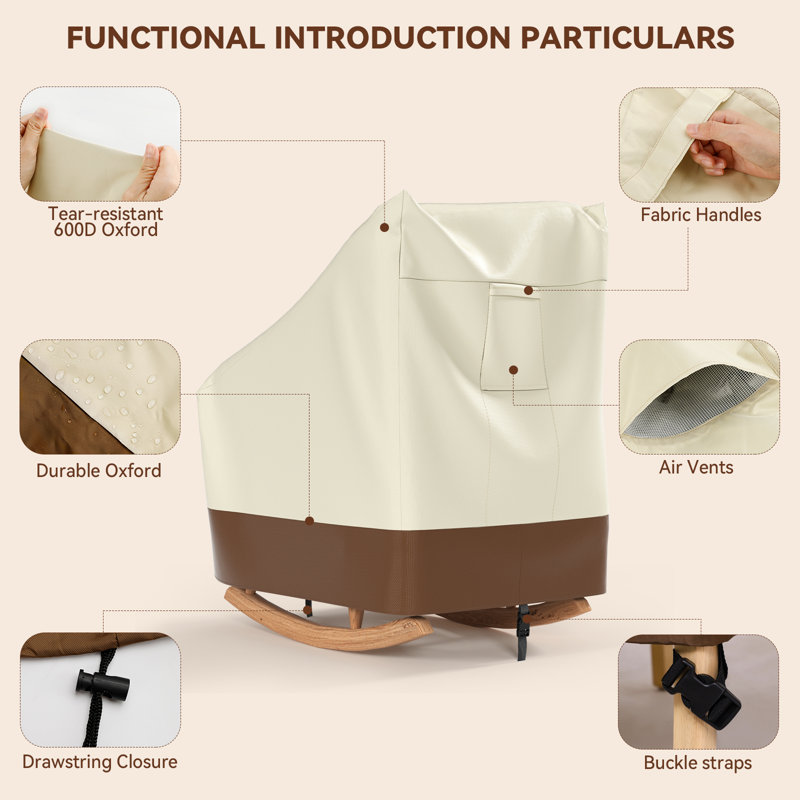 Latitude Run® Patio Rocking Chair Cover Weatherproof Outdoor Furniture ...