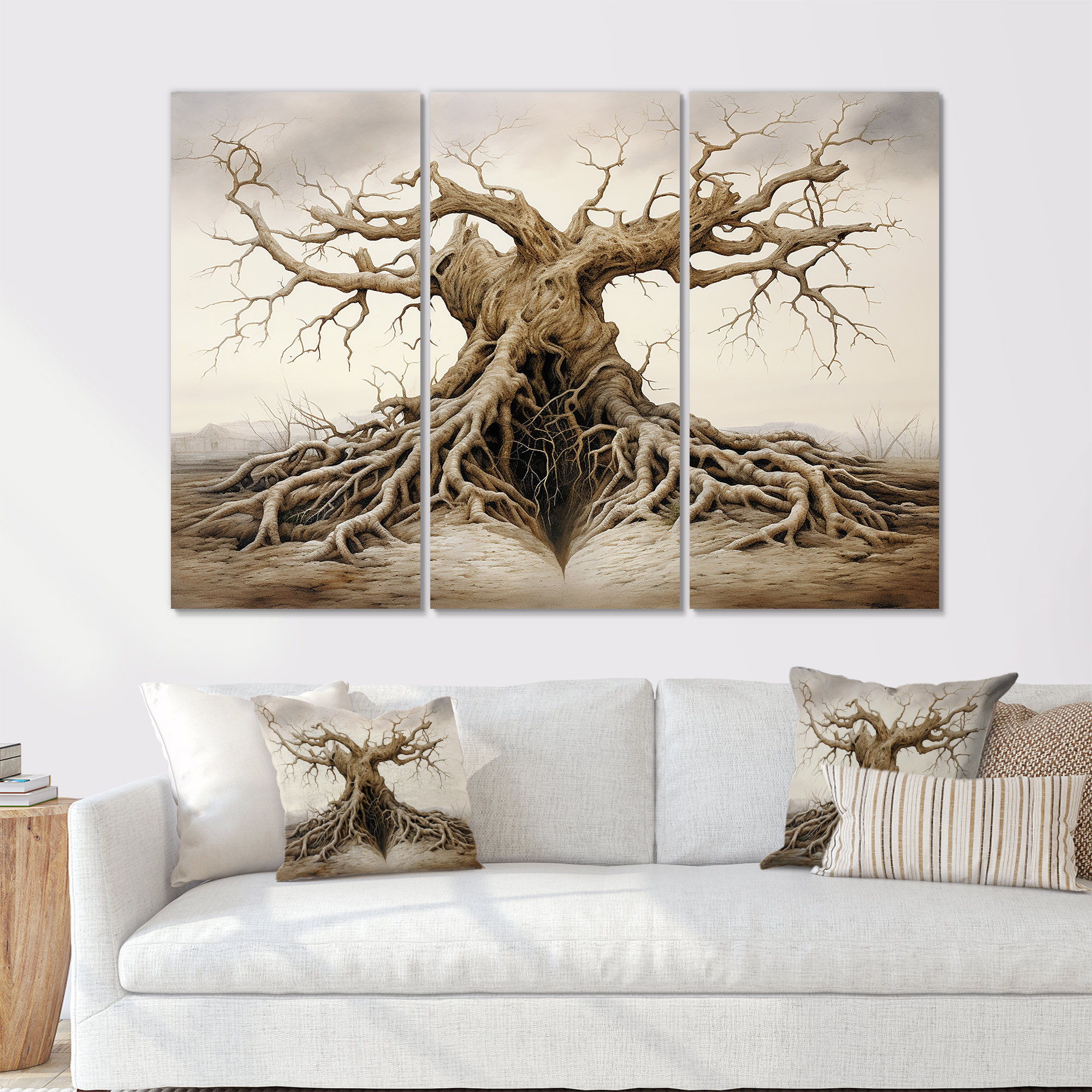 Lark Manor™ Twisted Roots Surreal Tree - Surrealism Canvas Wall Art Set ...
