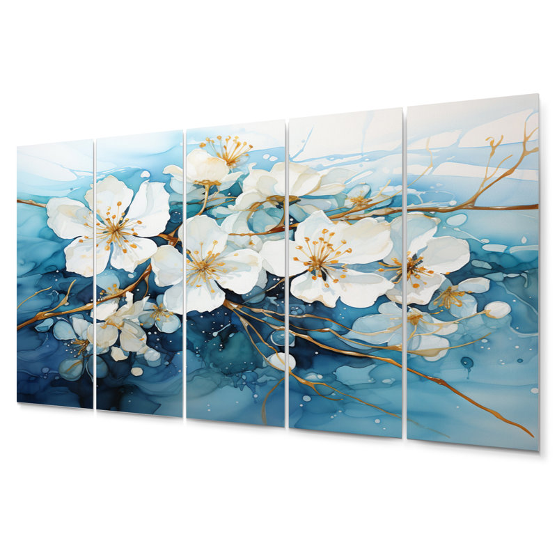 Design Art Drip Transcendent Waters - Modern Metal Wall Decor Set | Wayfair