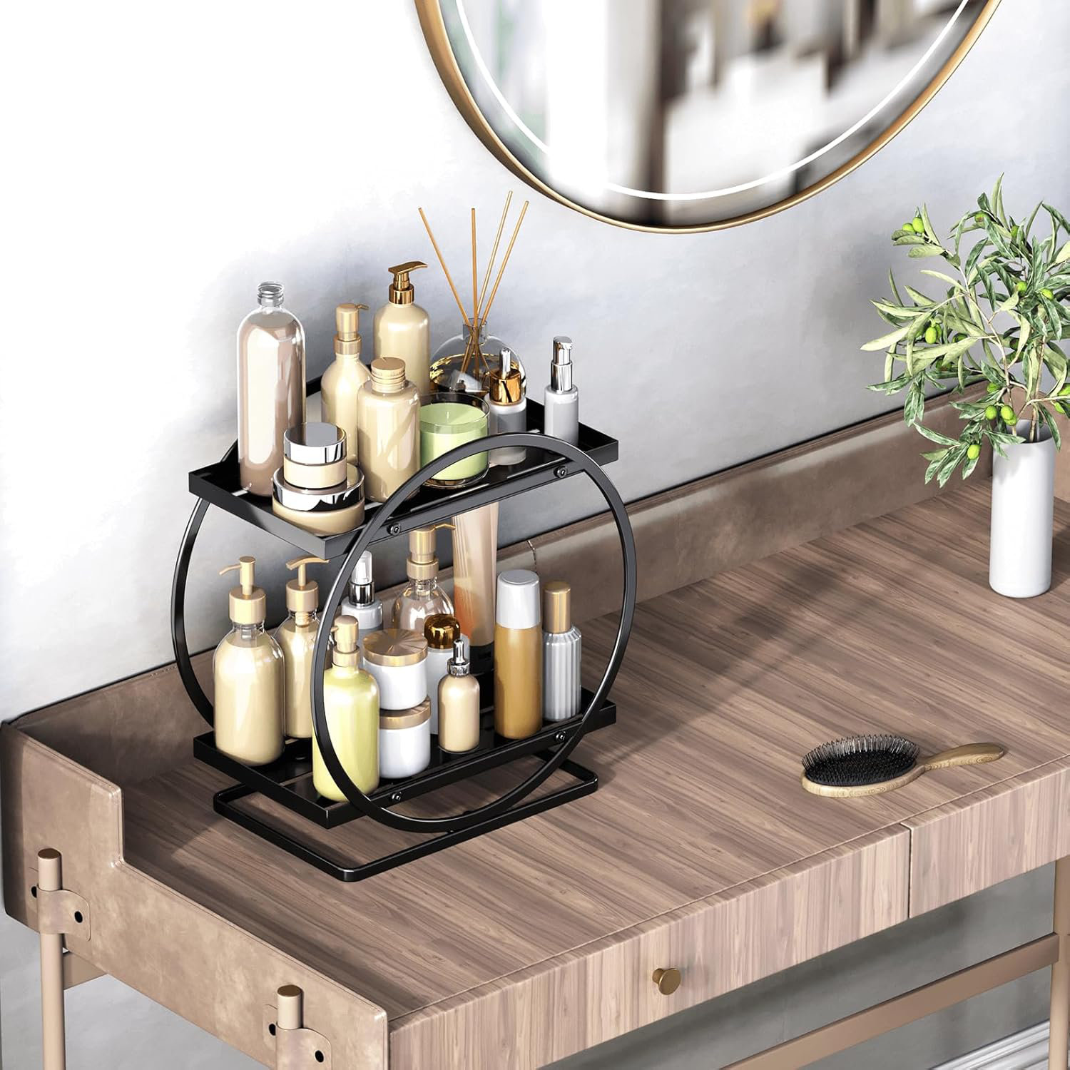 Latitude Run® Bathroom Organizer Counter 2 Tier Makeup Organizer For ...