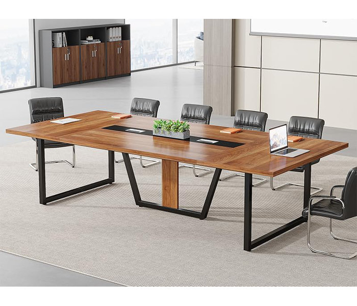 Millwood Pines Anoush Brown Rectangular Conference Table | Wayfair