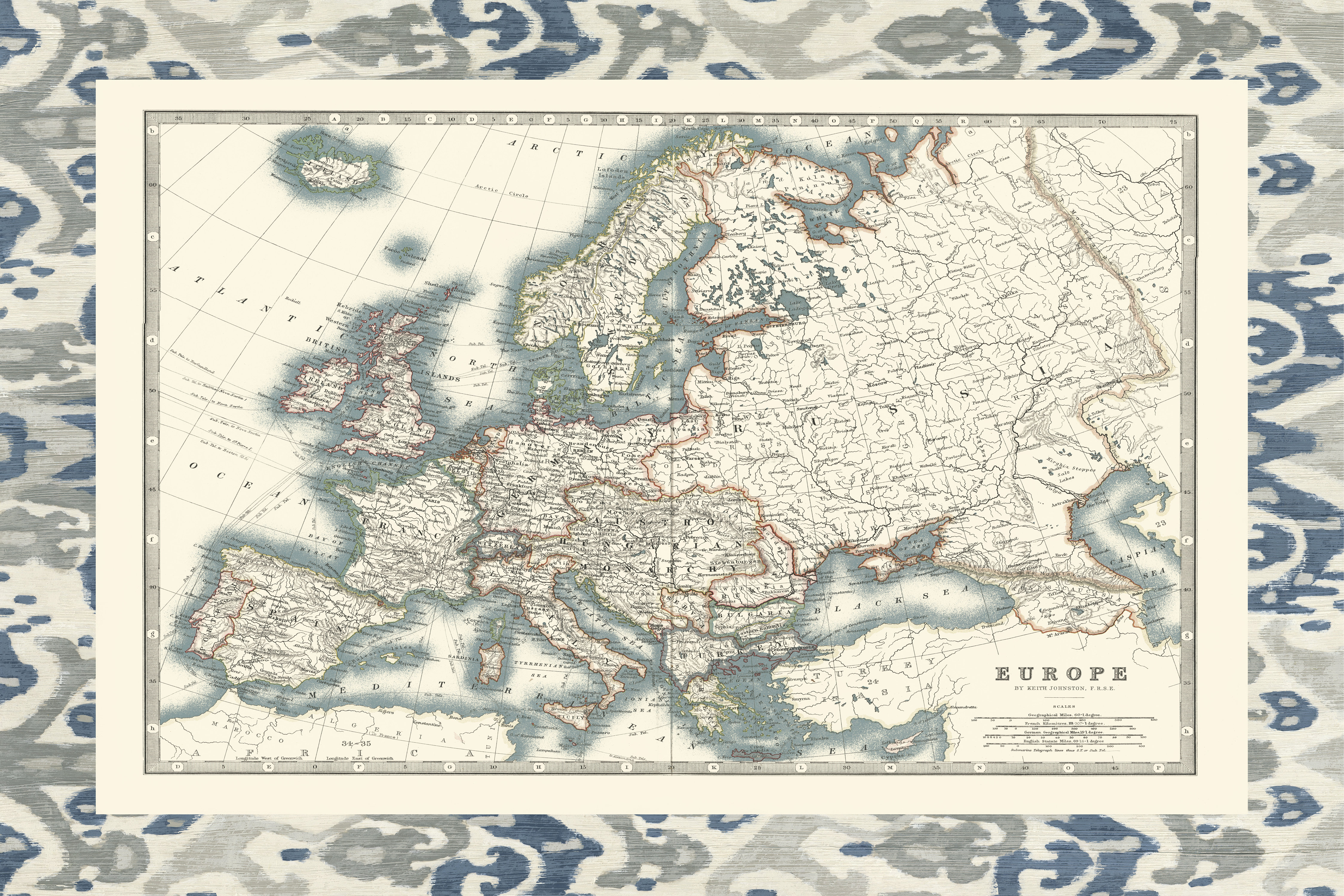 Breakwater Bay Bordered Map Of Europe On Canvas by Johnston Print | Wayfair