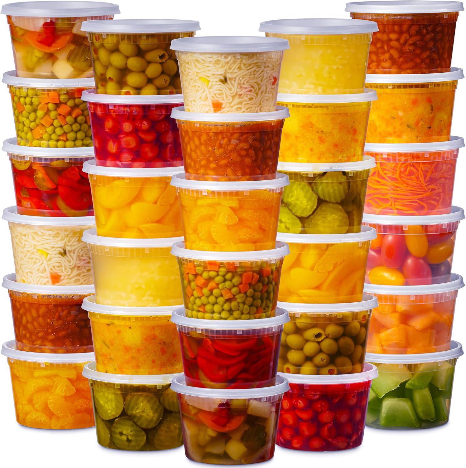 Latitude Run® 48 Pack 16 Oz Plastic Deli Containers With Lids - Food ...