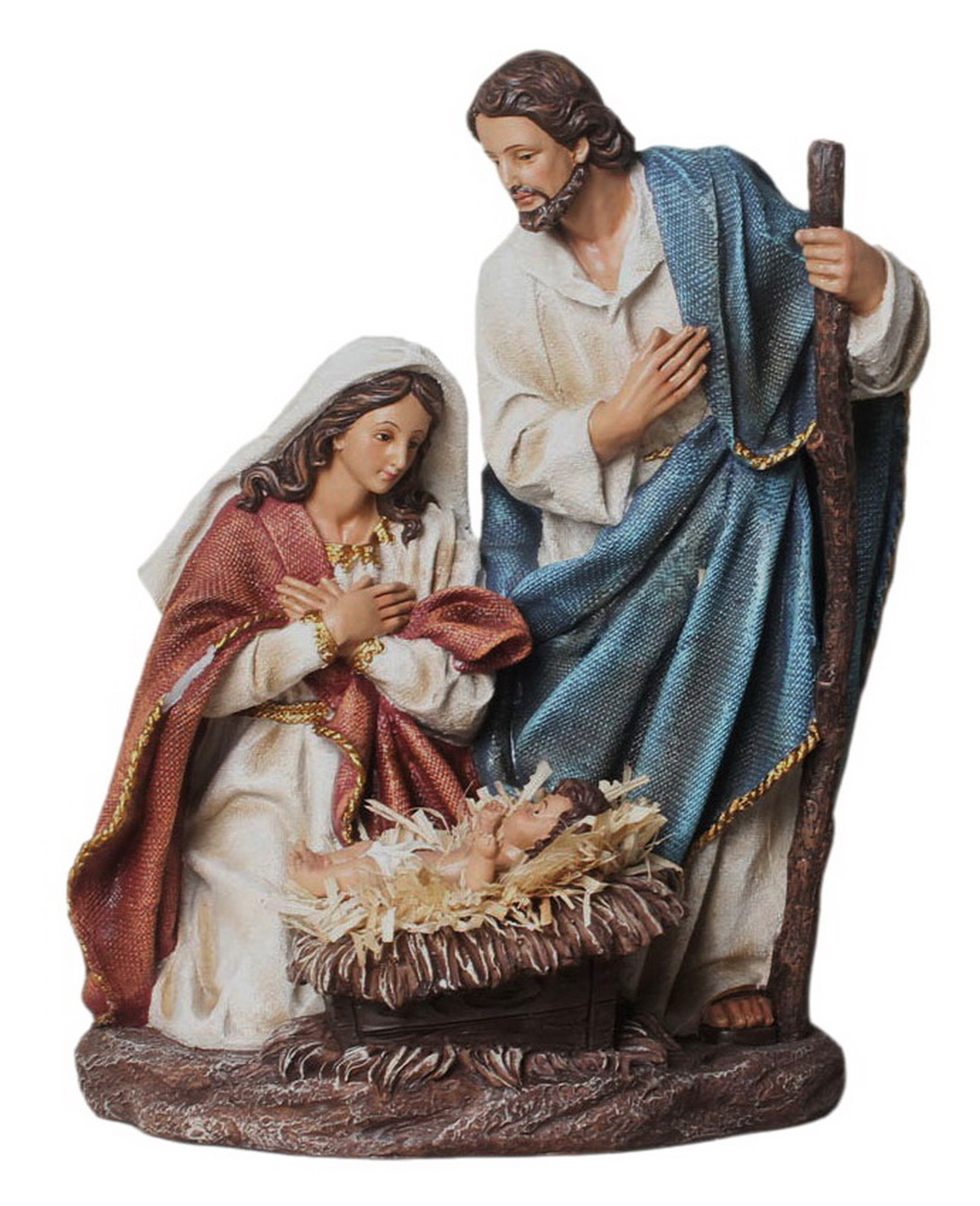 The Holiday Aisle® Holy Family Joseph, Mary, and Jesus in Bed of Real ...