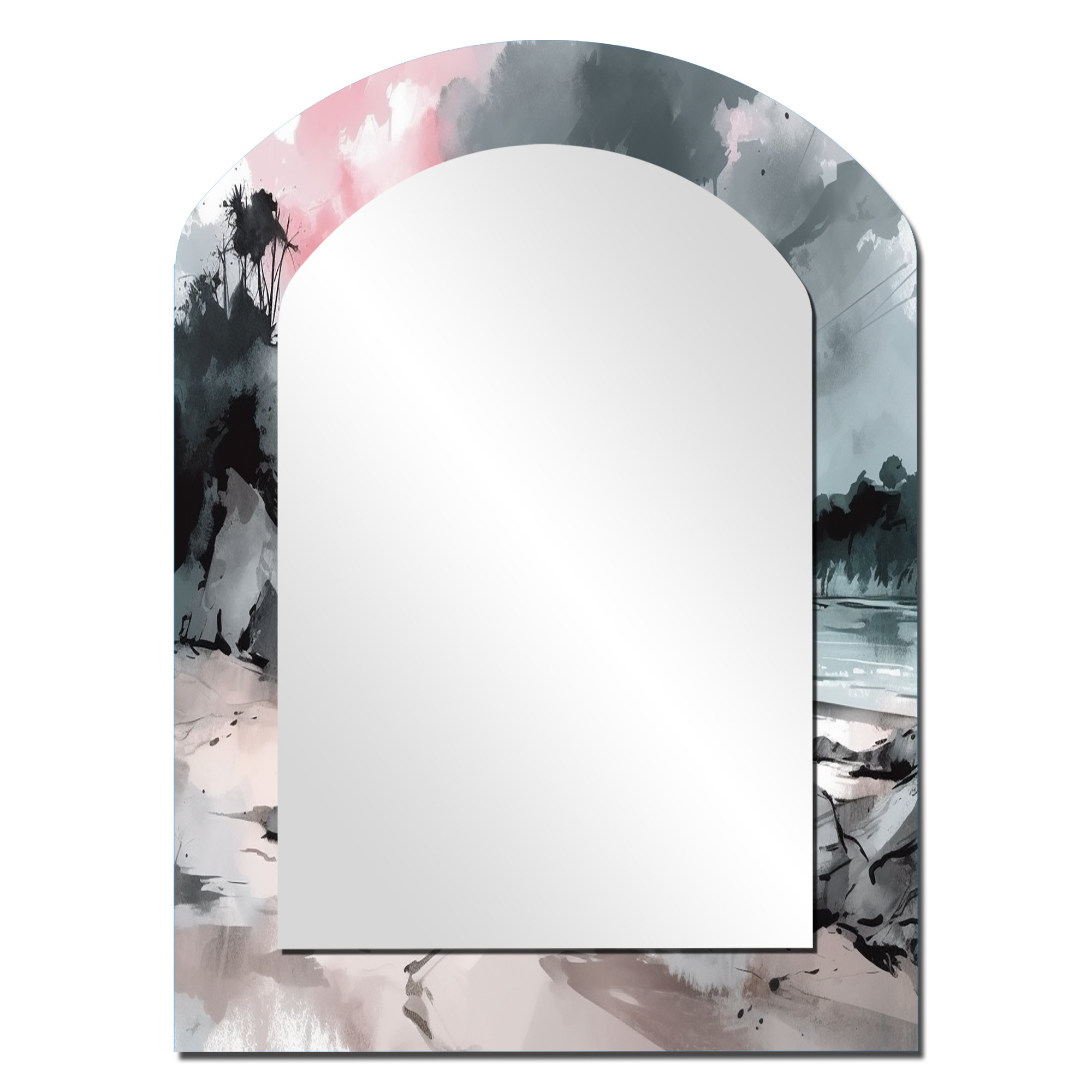 Ivy Bronx Ocean'S Embrace II - Beach Arch Decorative Mirror, Grey ...