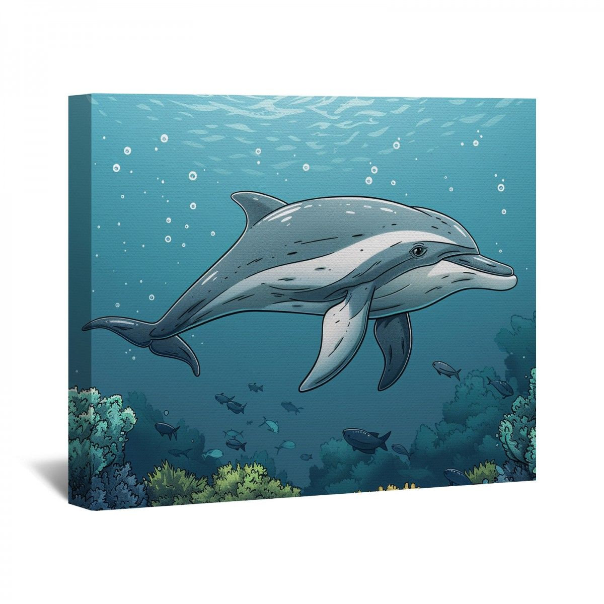 Highland Dunes Swimming dolphin Canvas Wrap - Sea life Wall Decor ...