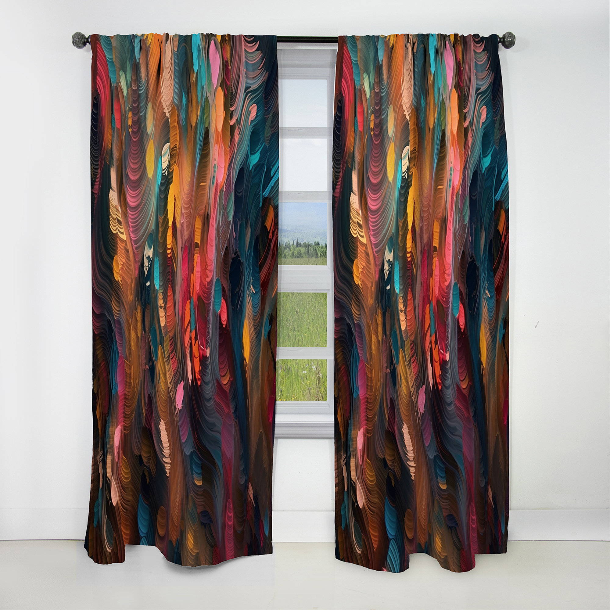 Design Art Random Swirls Abstract - Abstract Curtain - Blackout ...