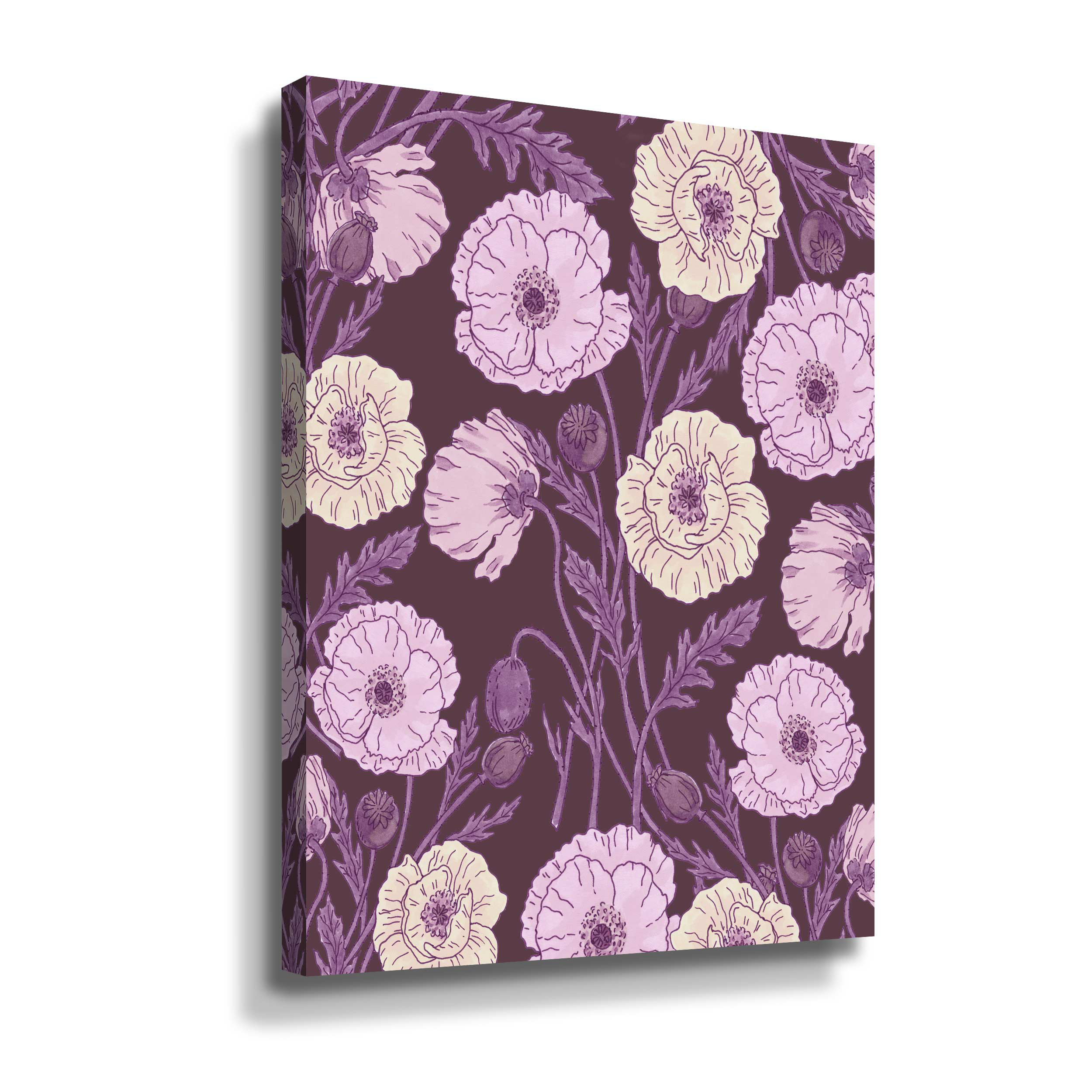 Red Barrel Studio Creamy Soft Yellow Pink Poppies Purple Botanical ...