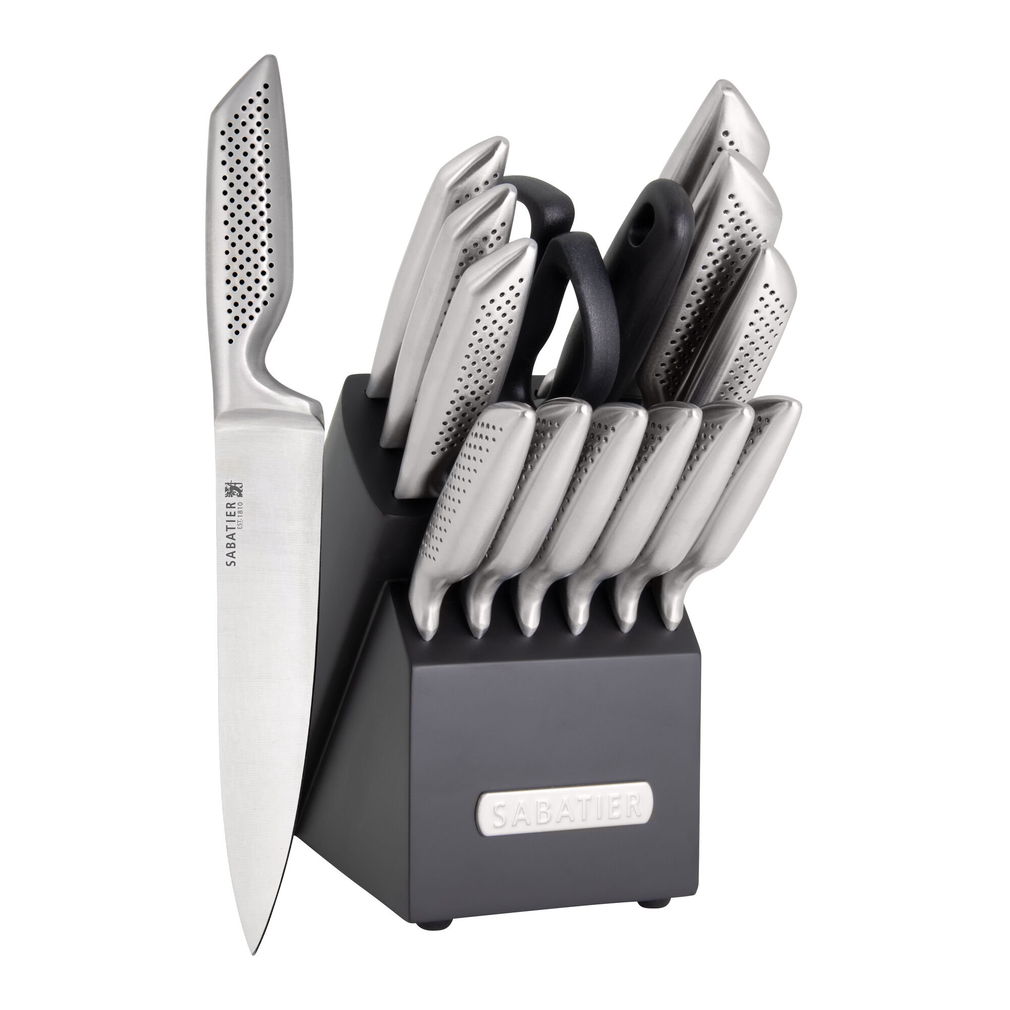 Sabatier 15-Piece Stainless Steel Hollow Handle Knife Block Set ...