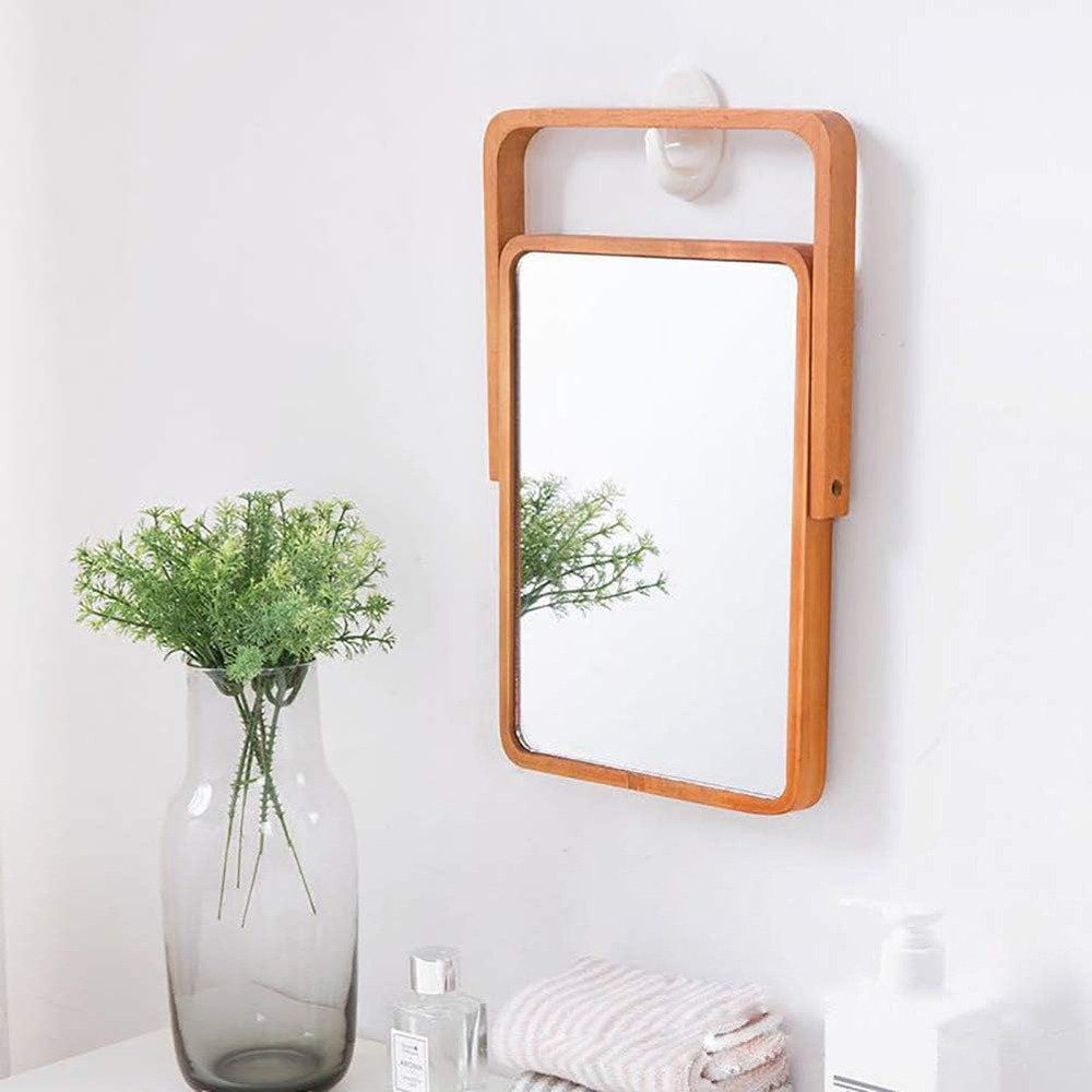 Hokku Designs Desk Makeup Mirrors With Wood - Rectangle Wall-Mounted ...