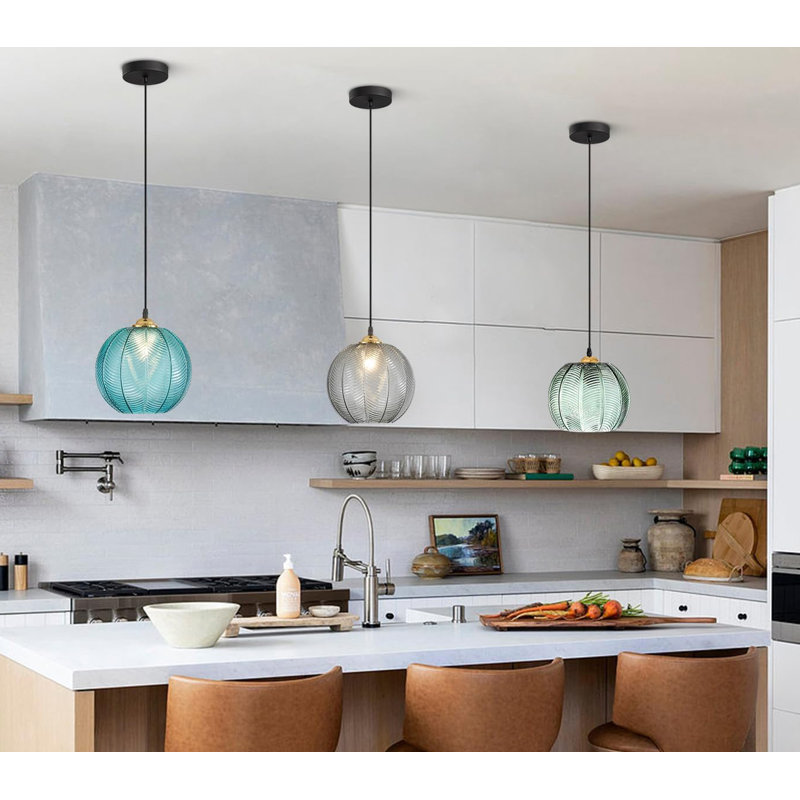 Everly Quinn Large Globe Kitchen Island Dining Pendant Lights Black ...