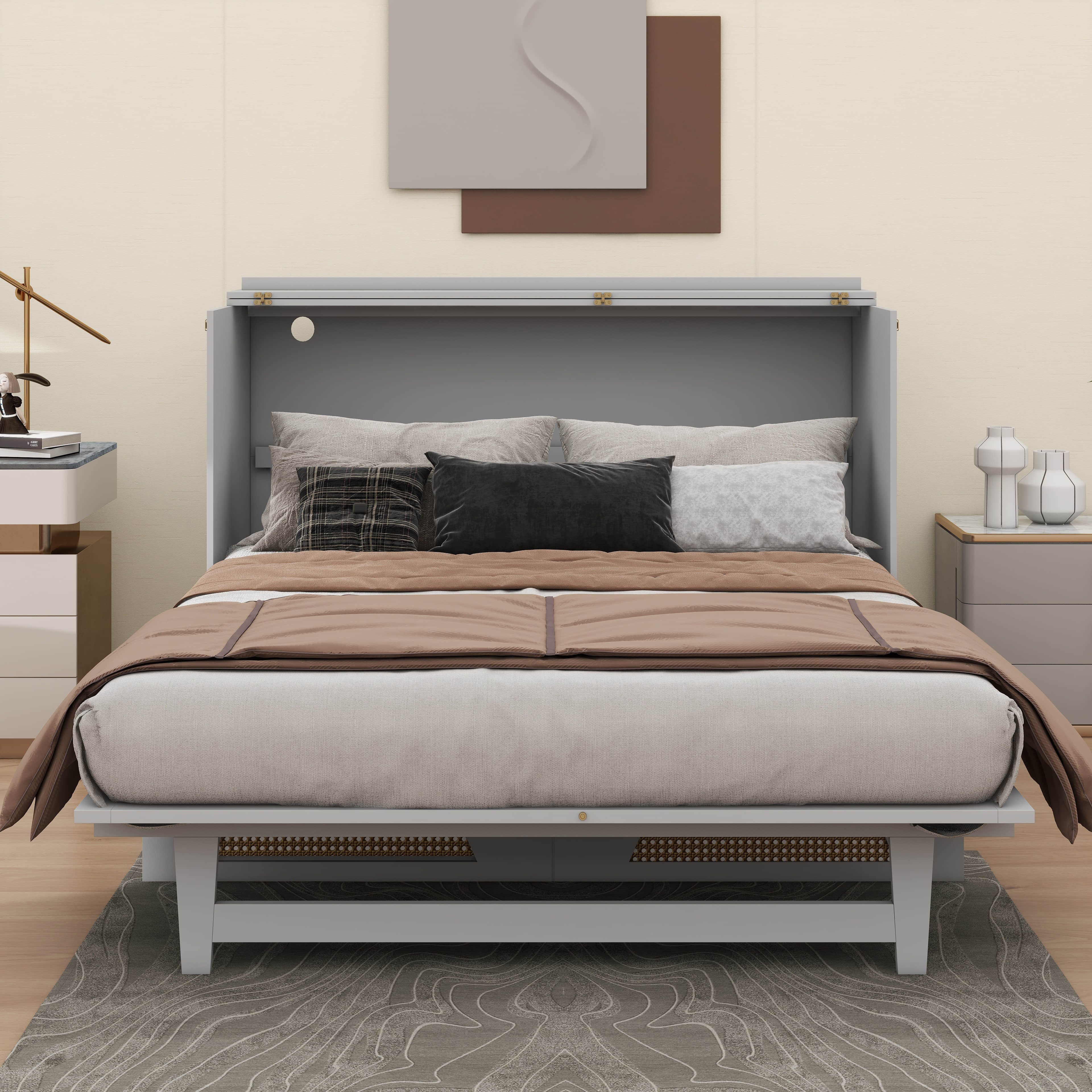 Red Barrel Studio® A Murphy Bed With A Spacious Drawer, Integrated USB ...