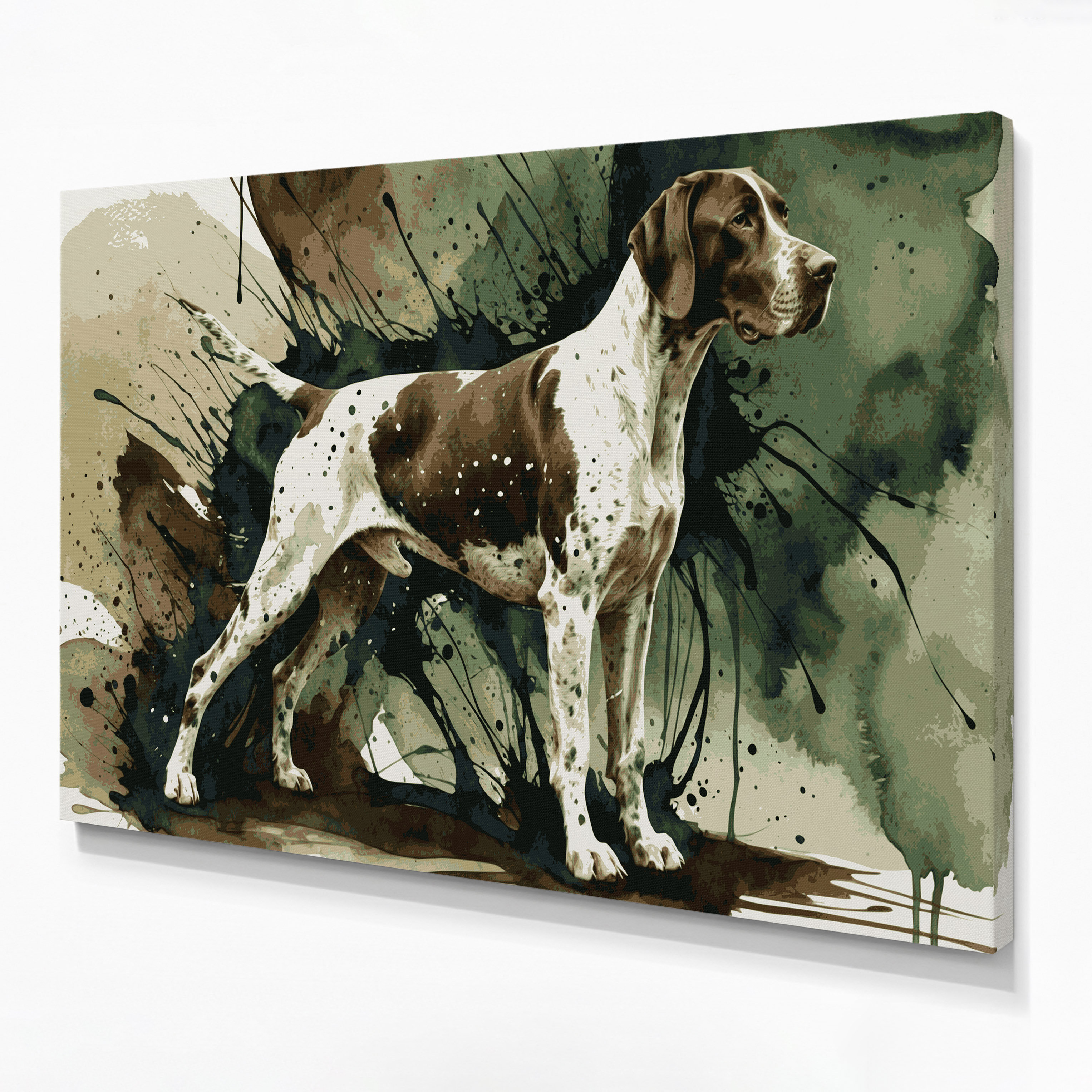 Latitude Run® Dogs German Shorthaired Pointer Beige Canvas Wall Art ...