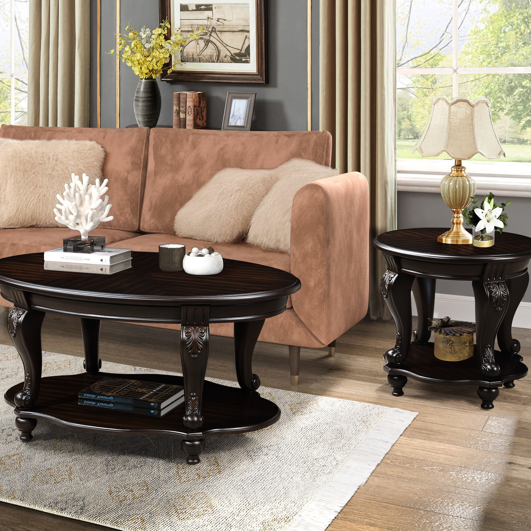 Darby Home Co Coffee Table In : 3 For Living Room, Antique Flair, Wood ...