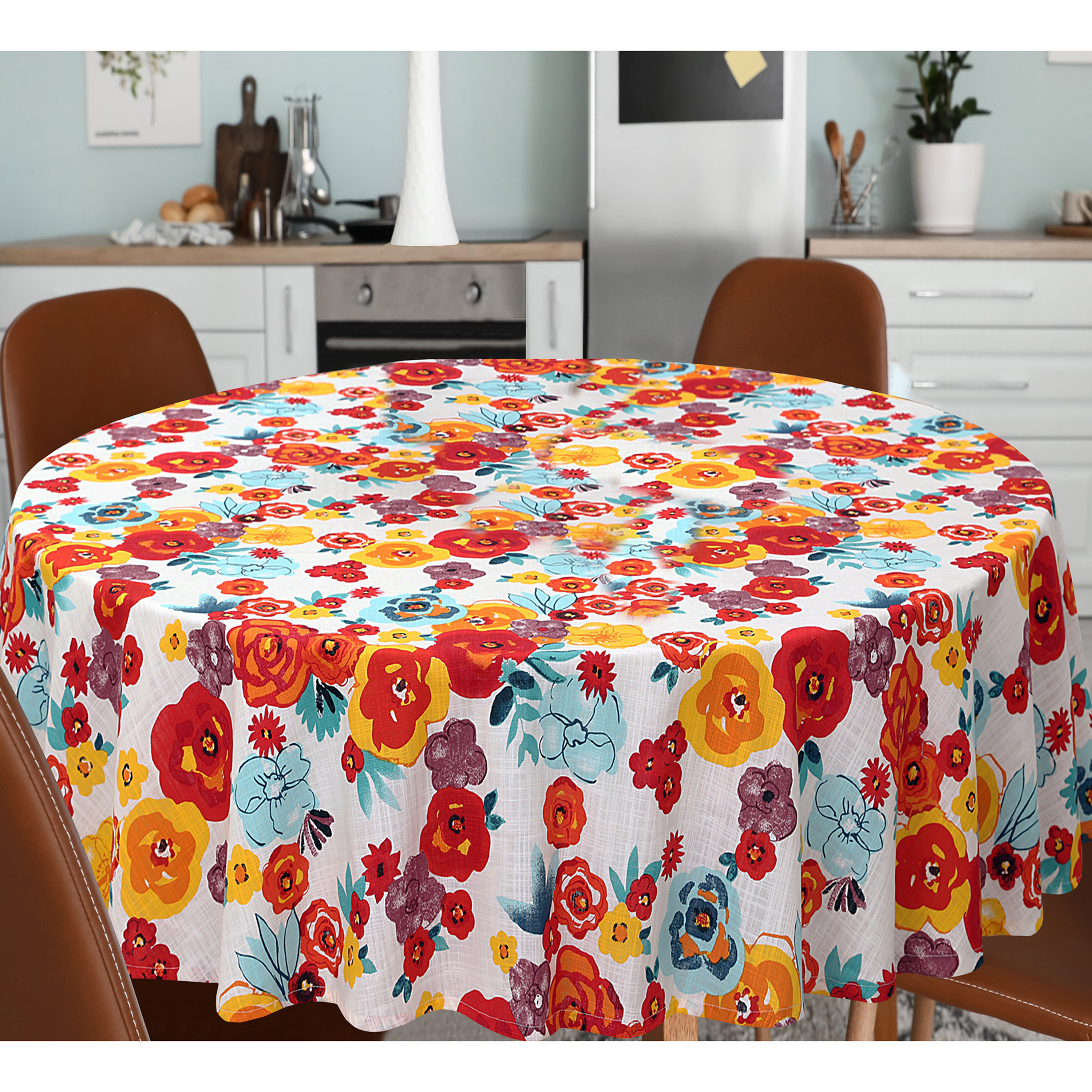 Ruvanti 70 Inch Round Tablecloth 100% Cotton Dining Table Cloth for 4-6 ...
