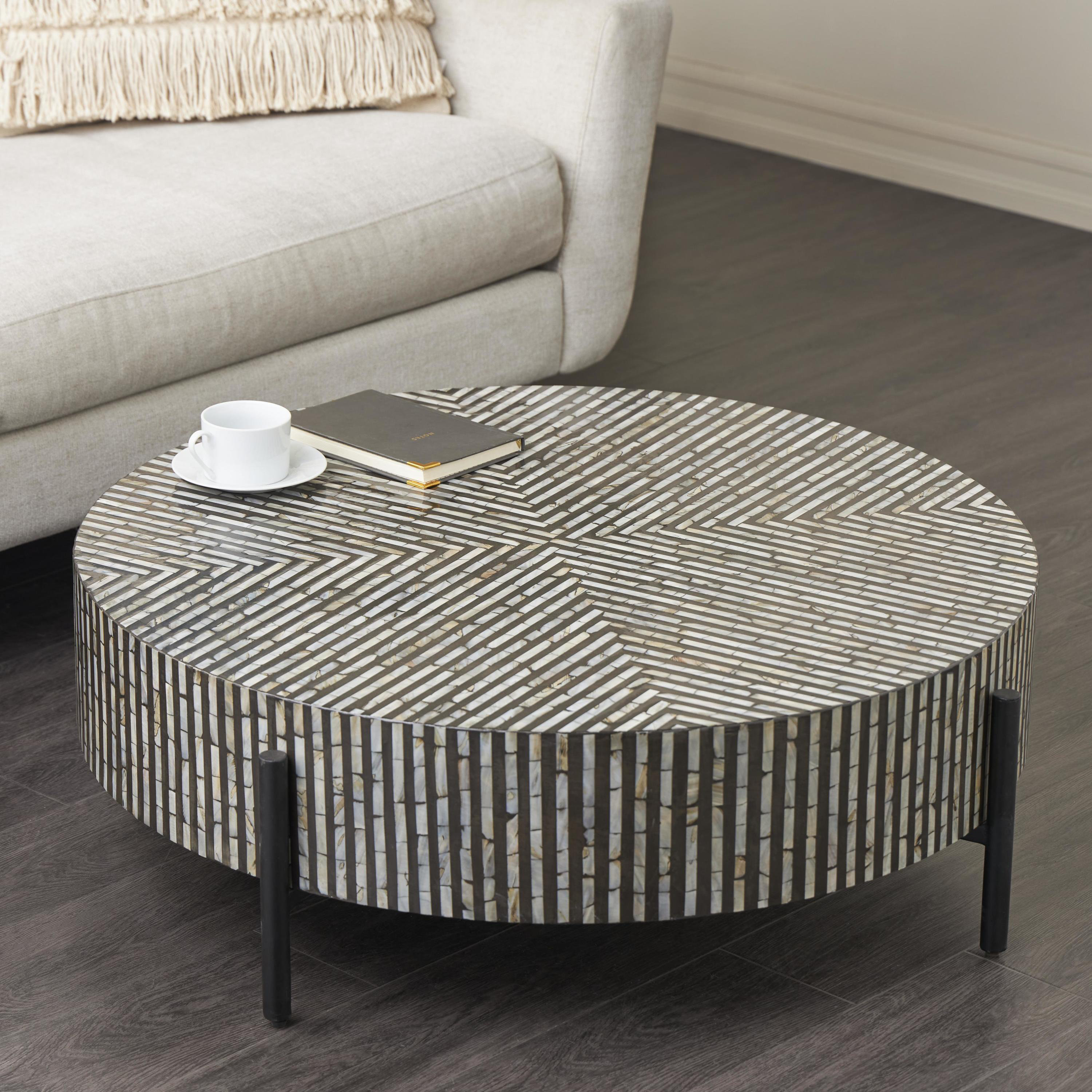 Langley Street® Maly Round Mother of Pearl Coffee Table & Reviews | Wayfair