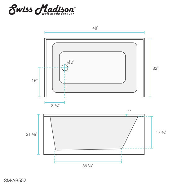 Swiss Madison Voltaire 48" x 32" Alcove Bathtub with Apron & Reviews ...