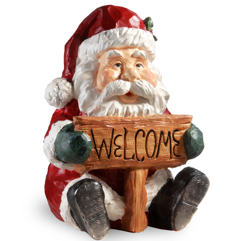 The Holiday Aisle® 16" Santa Holding Welcome Sign & Reviews | Wayfair