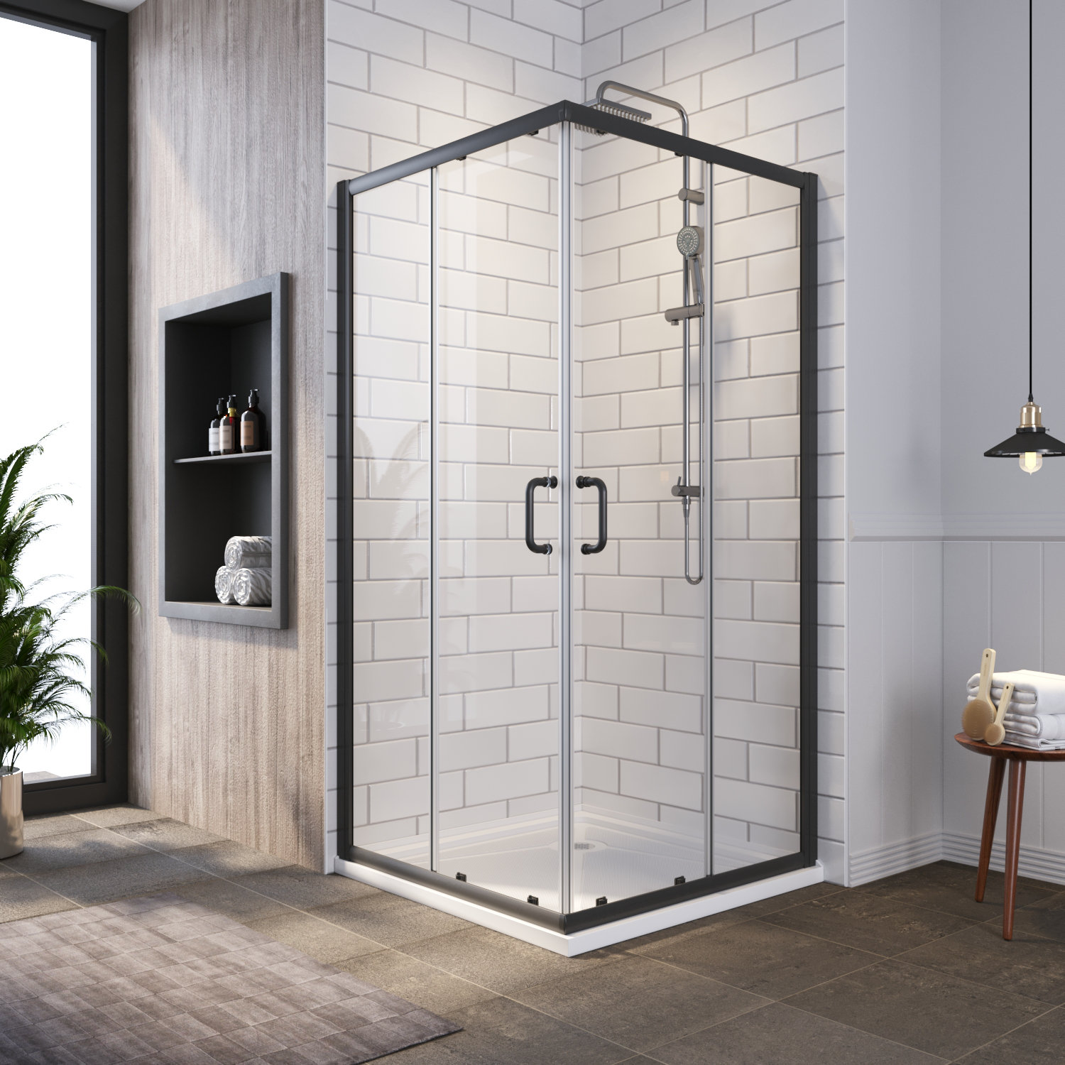 Yijieya 36"D x 36"W x 72"H Framed Square Shower Enclosure, Corner ...