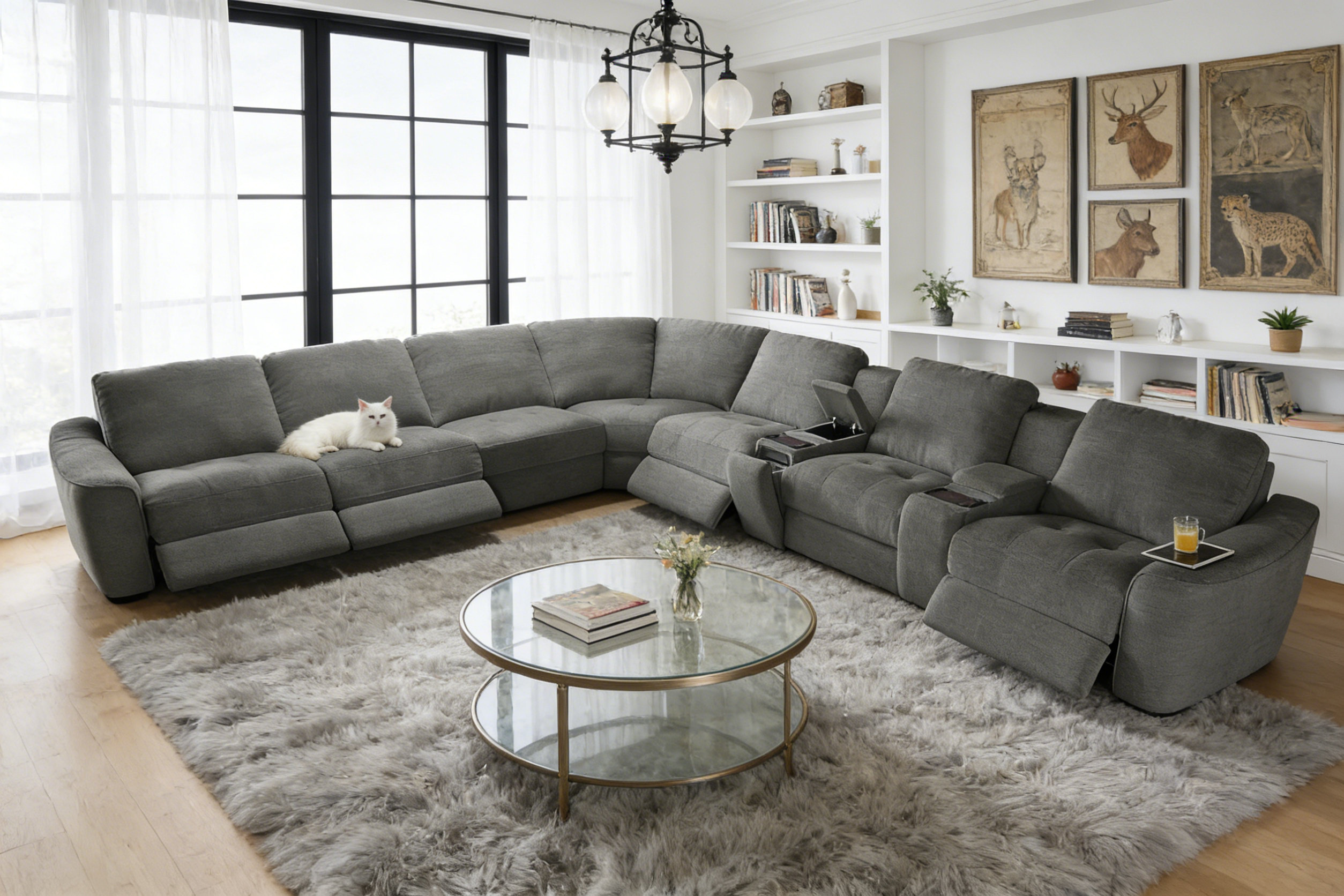 Hokku Designs L-shaped Power Recliner Sectional Sofa With Storage ...