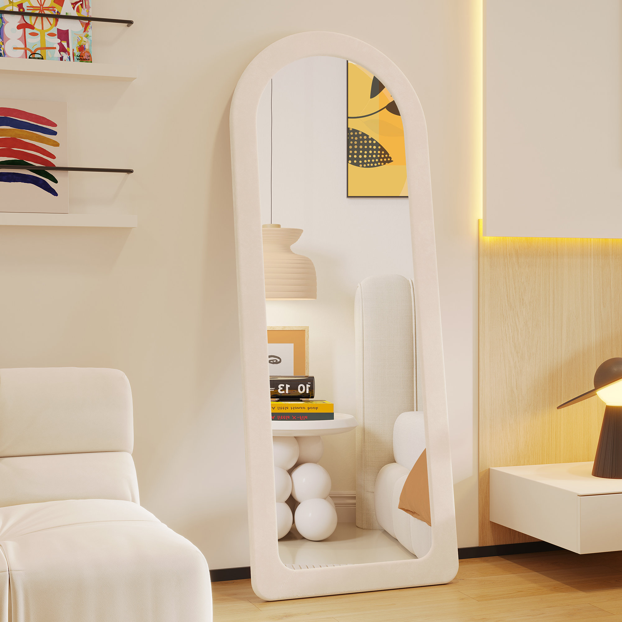 Ebern Designs Fetnete Arch Fabric Mirror & Reviews | Wayfair