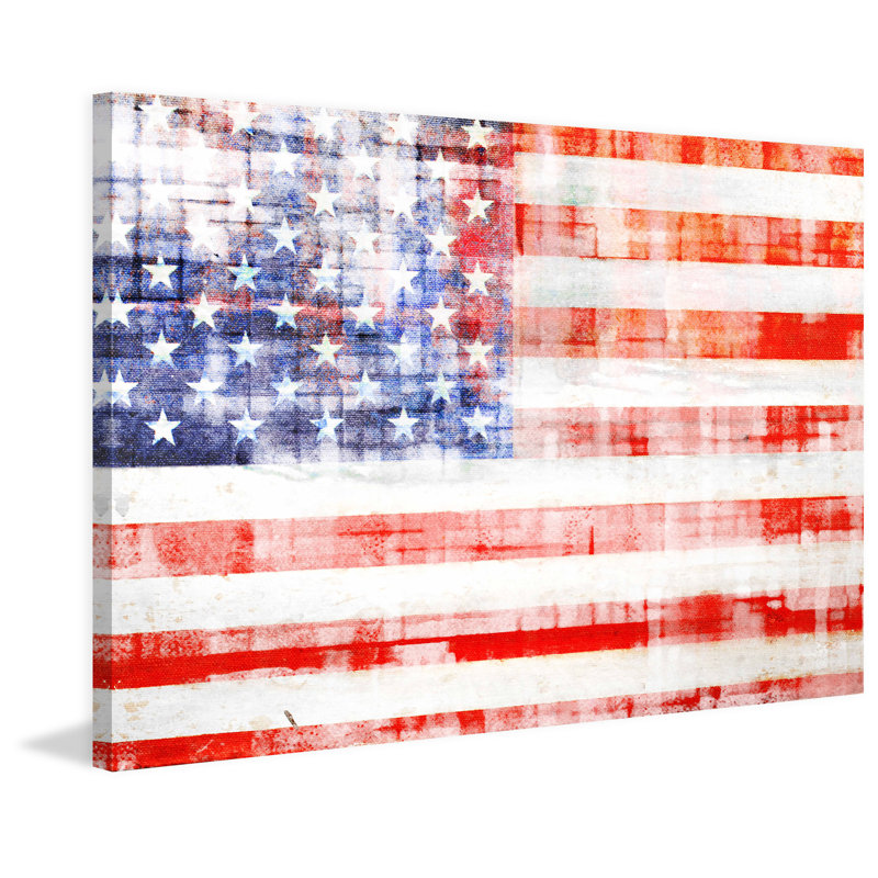Marmont Hill American Flag On Canvas by Art Collective Print | Wayfair