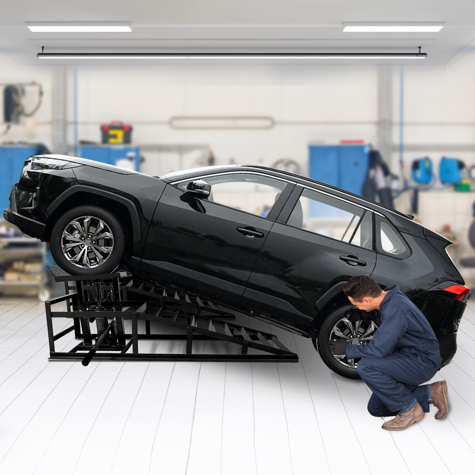 Awevsco 2 Pack Hydraulic Car Ramps, Car Lift Service Ramps, 5t Heavy ...