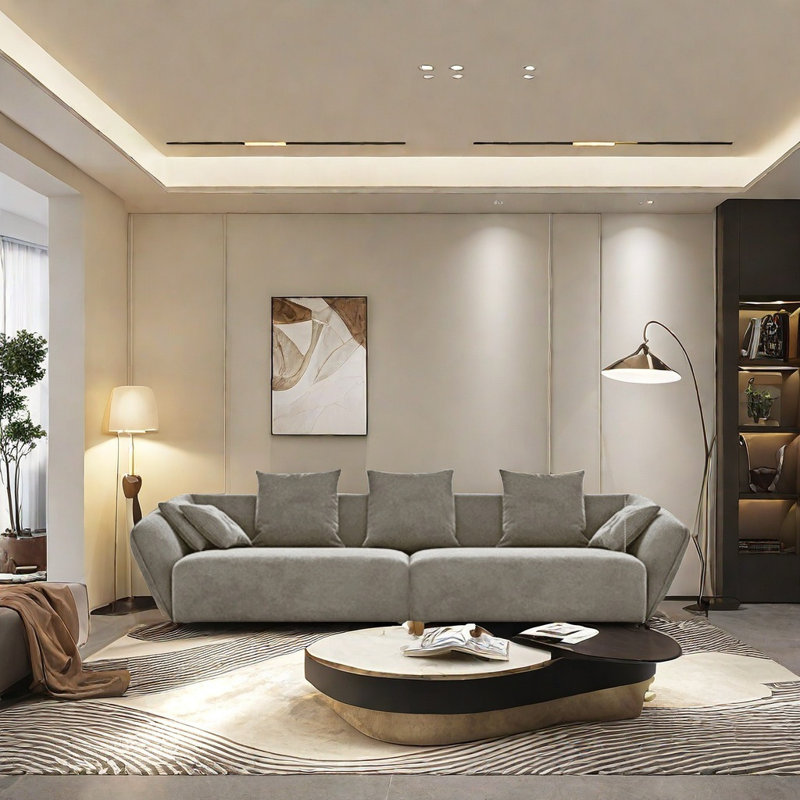 Walkoly Modern Simple Fabric Grey Sofa | Wayfair