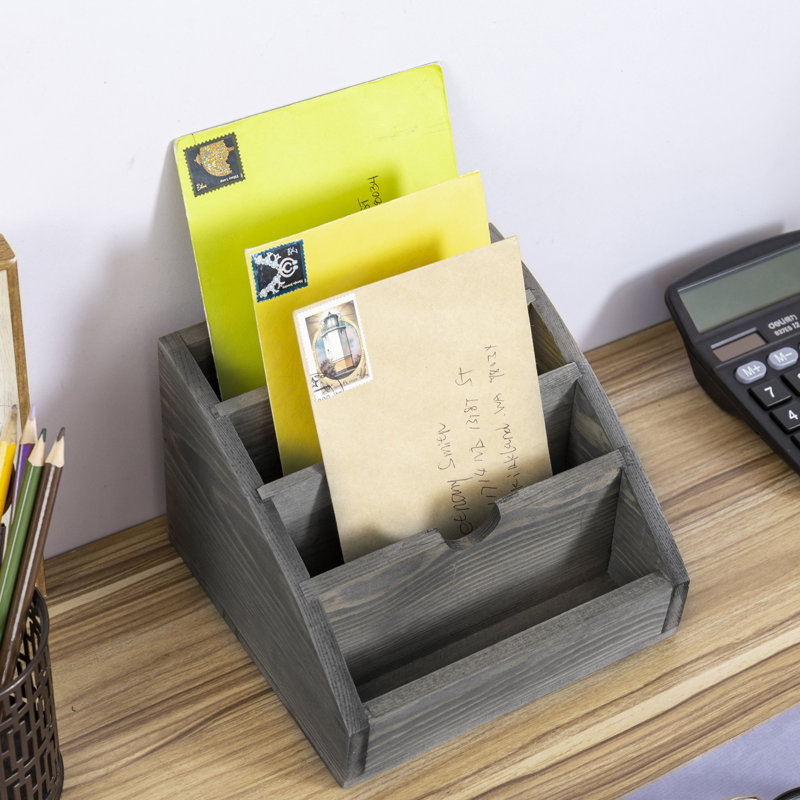 Loon Peak® Ezaiah 4 Slot Wood Mail Desk Organizer | Wayfair