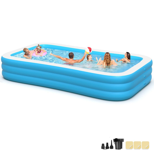 POGBUT 72" Large Inflatable Family Pool with Bench Seats, Includes ...