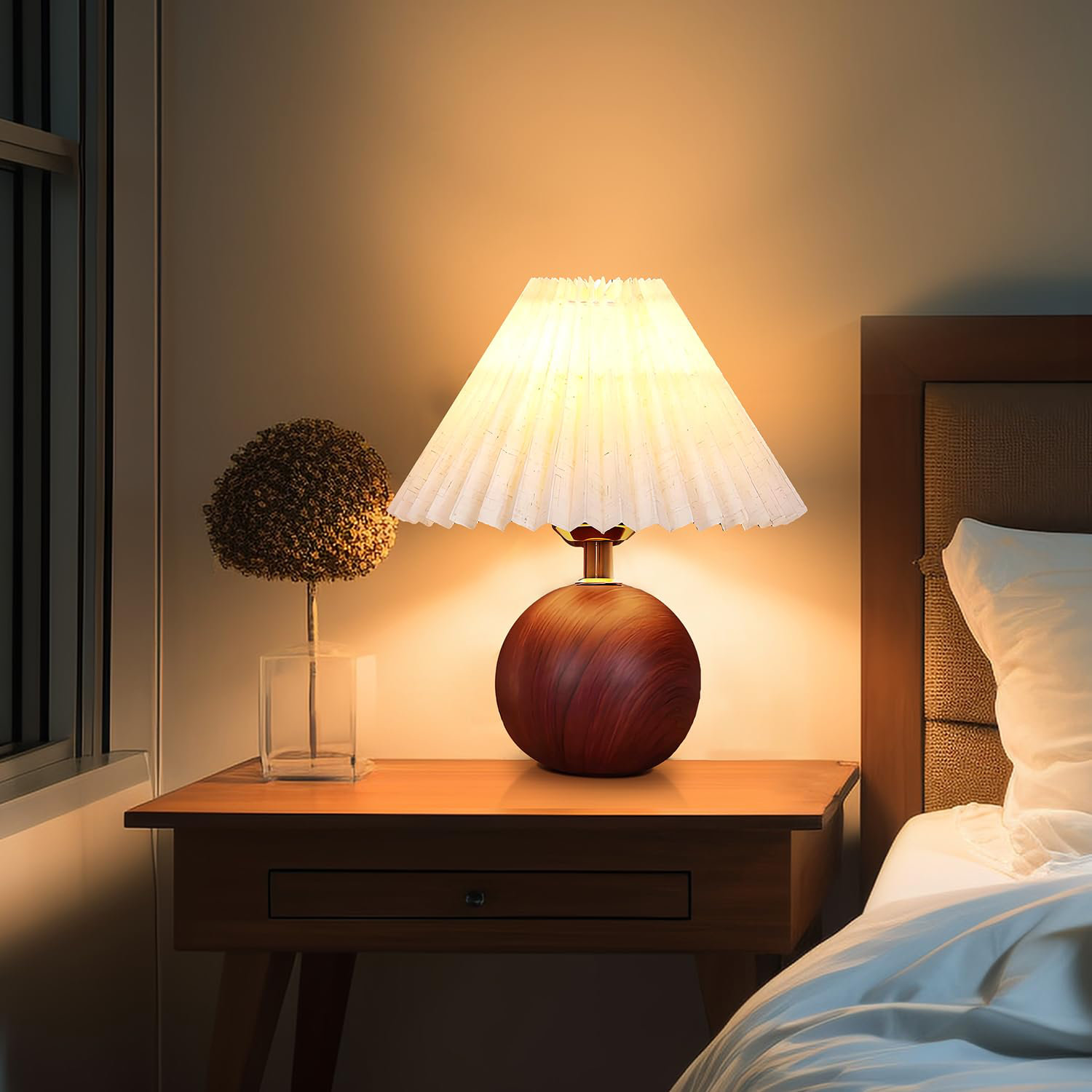 George Oliver Table Lamp For Bedroom, Small Space Pleated Cute Bedside ...