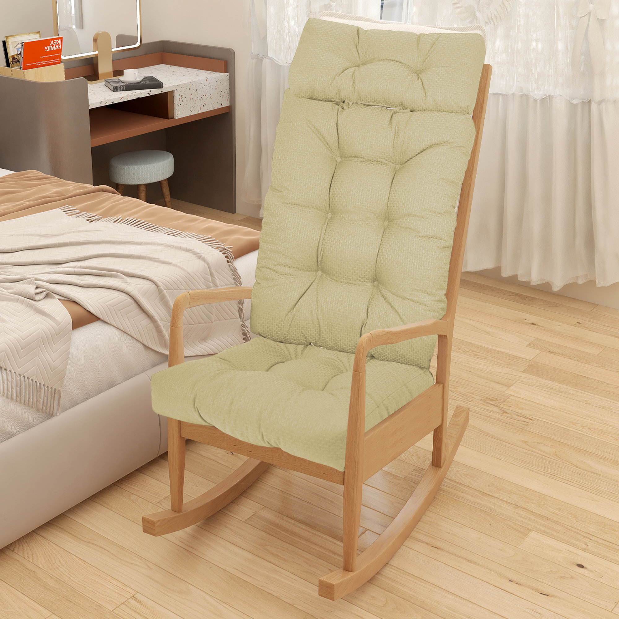 Ebern Designs Rocking Chair Cushion Non-Slip Tufted High Back Rocking ...