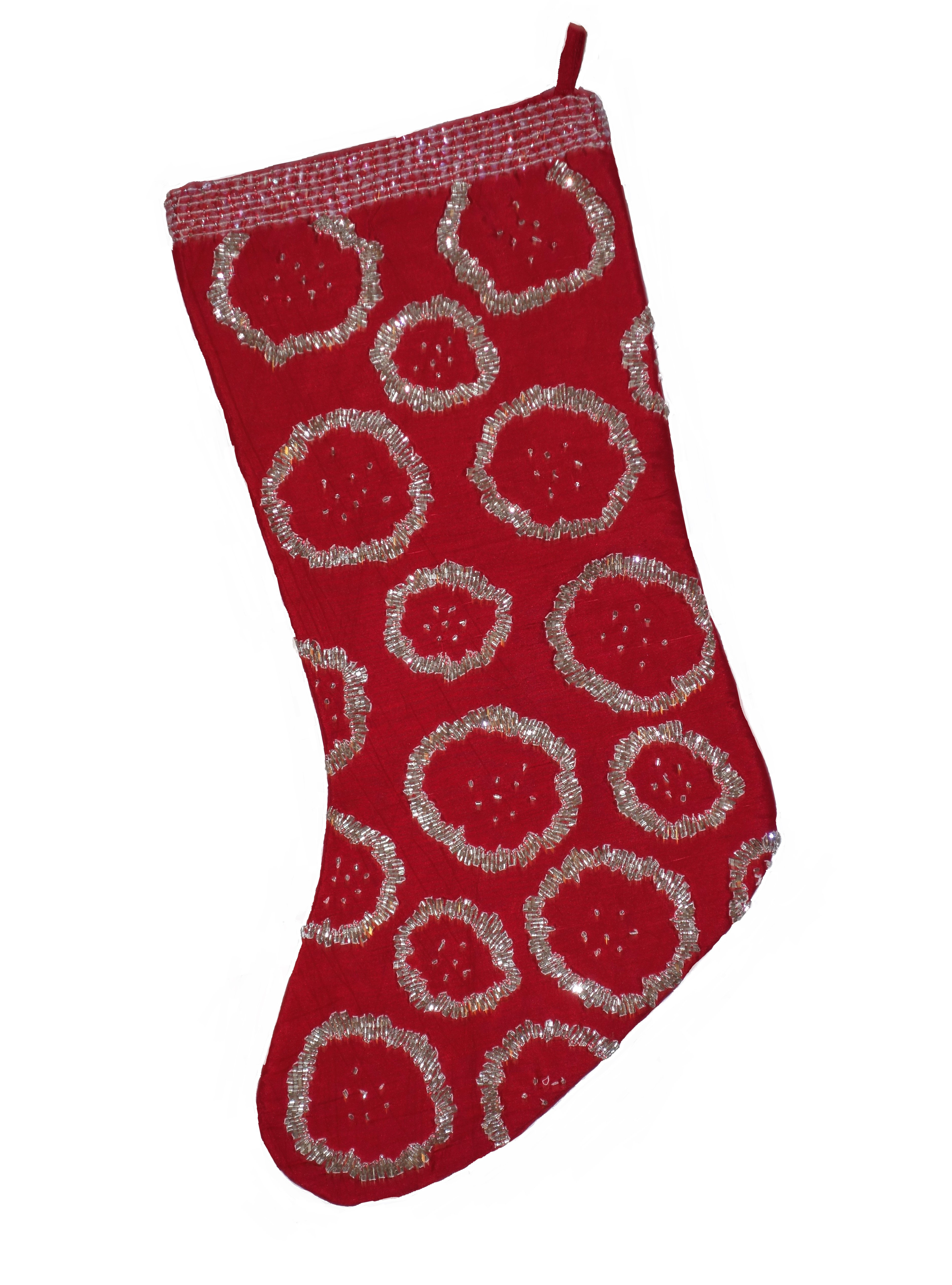 Arcadia Home Silk Stocking with Stylized Flowers in Silver | Wayfair