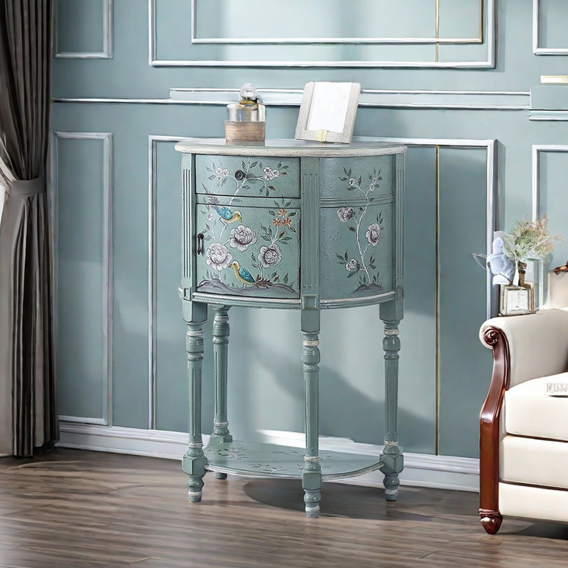Ruthber Solutions Half-Moon Cabinet with Hand-Painted Accents | Wayfair