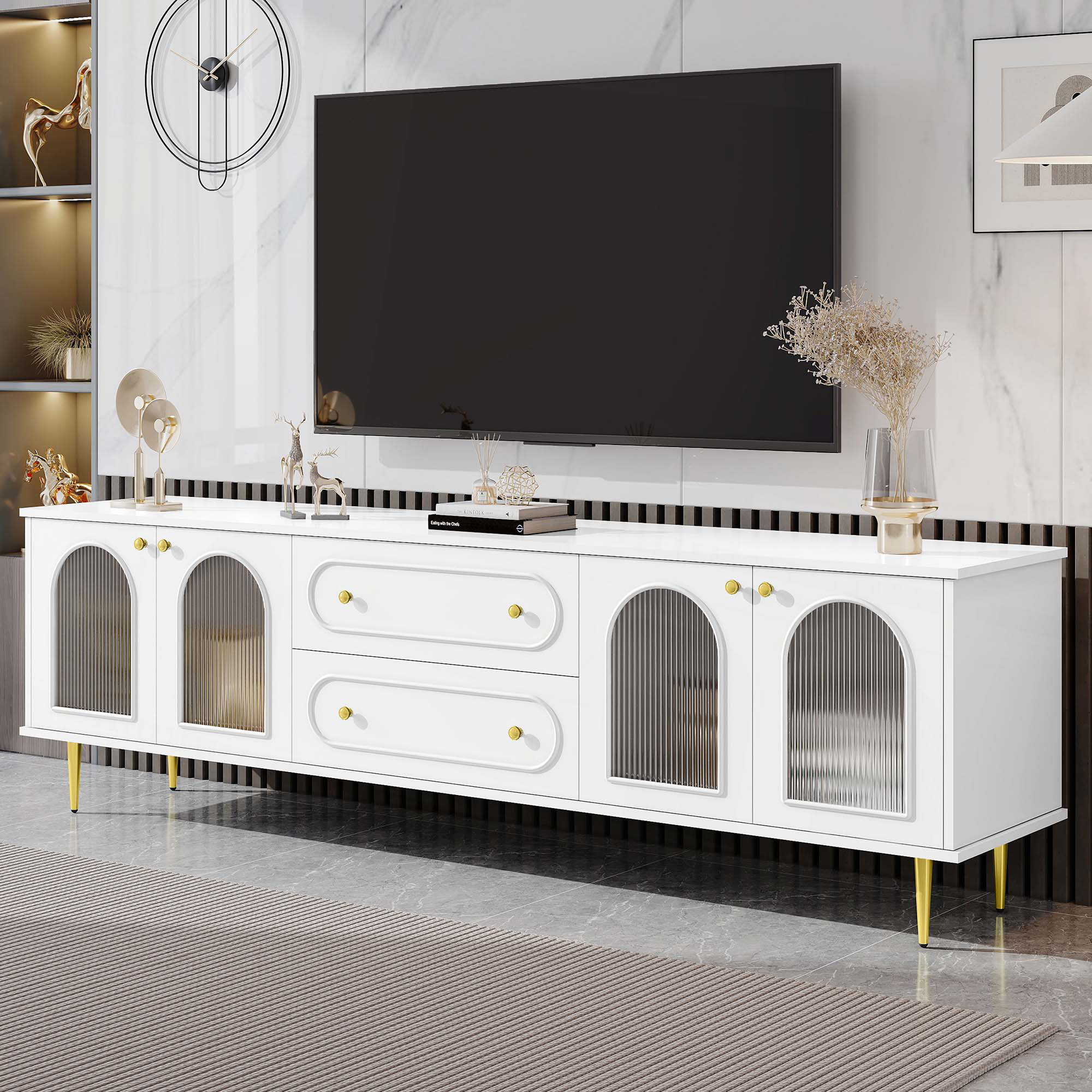 Red Barrel Studio® Modern TV Stand, TV Cabinet with Metal Handles, 2 ...