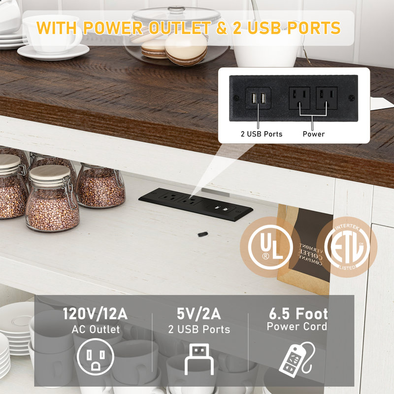 Gracie Oaks Shondalyn 66'' Wood Sideboard Buffet With Cabinet and ...