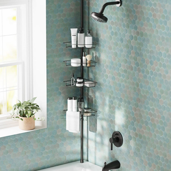 Rebrilliant Home rust-proof corner shower rack, 4 adjustable shelves ...